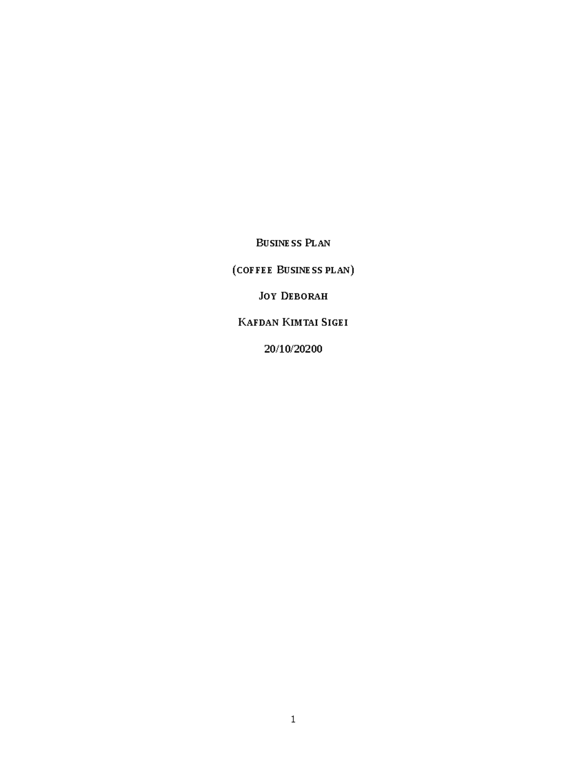 Business Plan coffee - Bsbsbs - BUSINESS PLAN (COFFEE BUSINESS PLAN ...