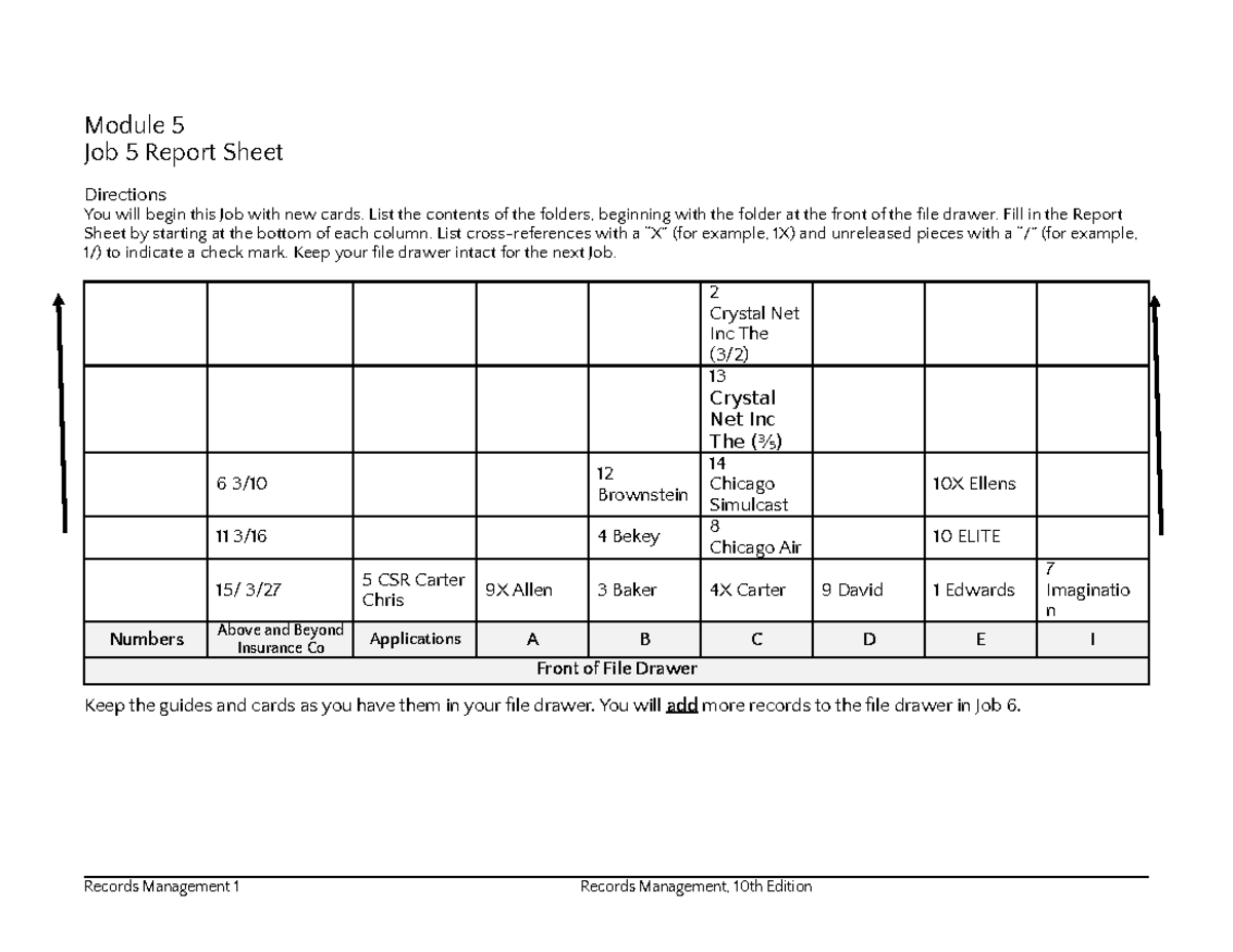 Job 5 Report Sheet - Records Management Module 5 Overview - Studocu