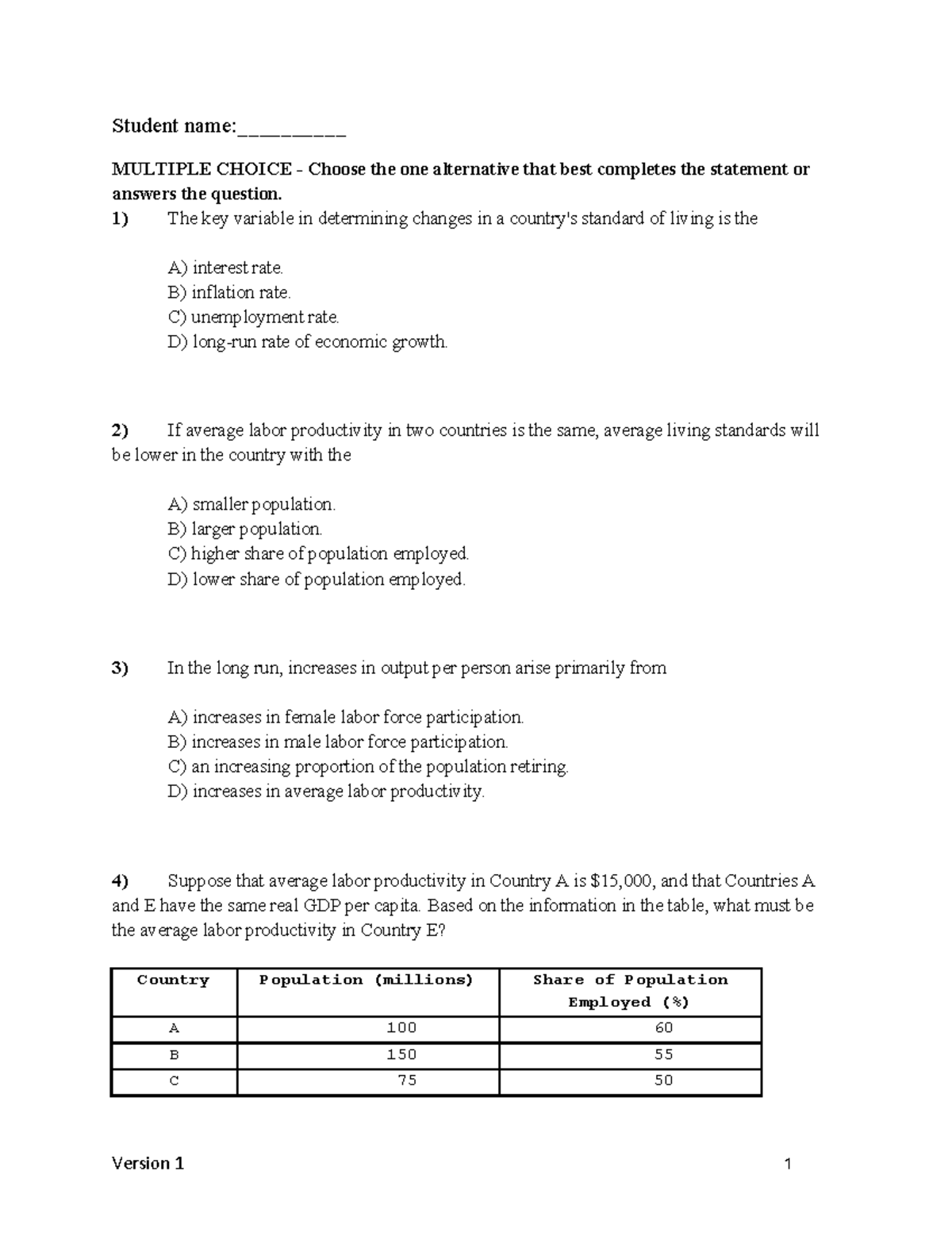 Chapter 07 Quiz: Economic Growth & Productivity Insights - Studocu