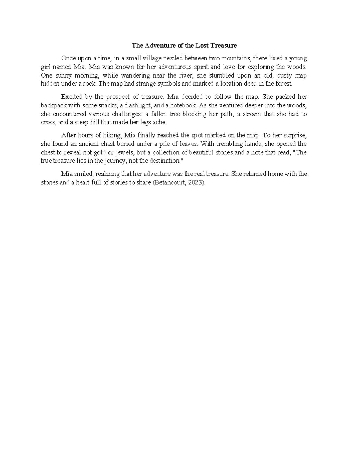 The Adventure of the Lost Treasure - Mia was known for her adventurous ...