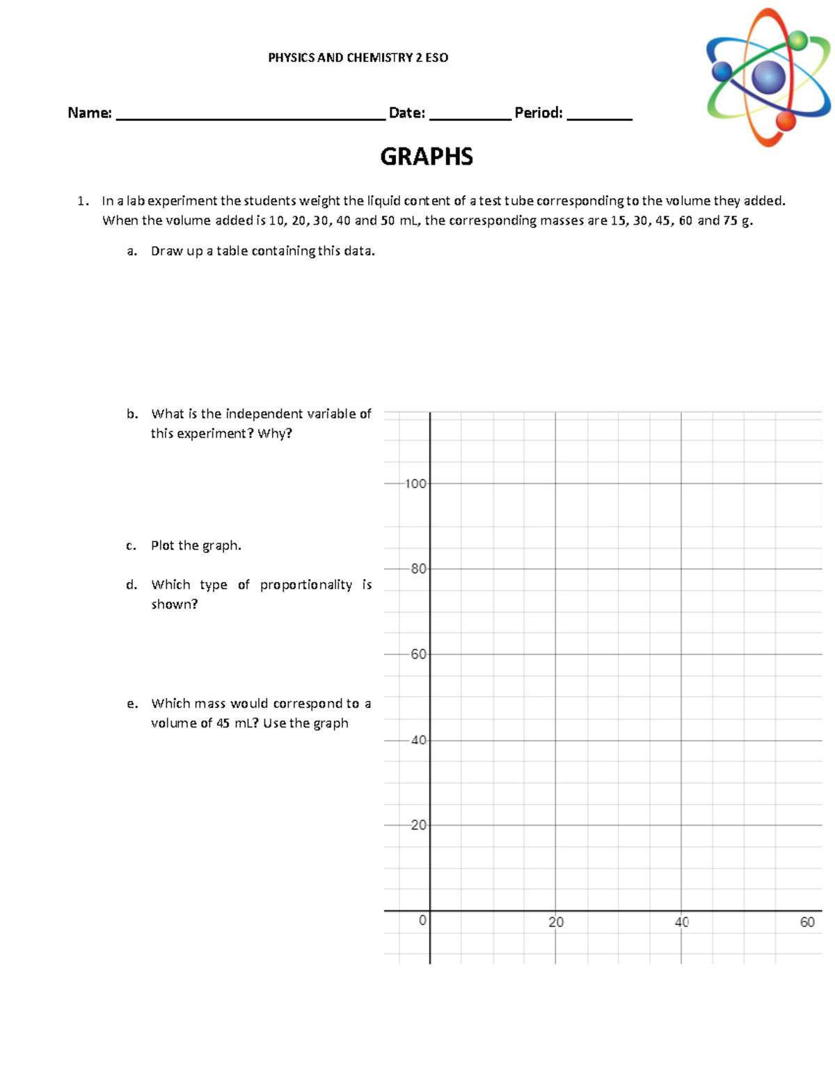 DU1graphs - Physics & Chemistry 2 ESO Graphing Worksheet - Studocu