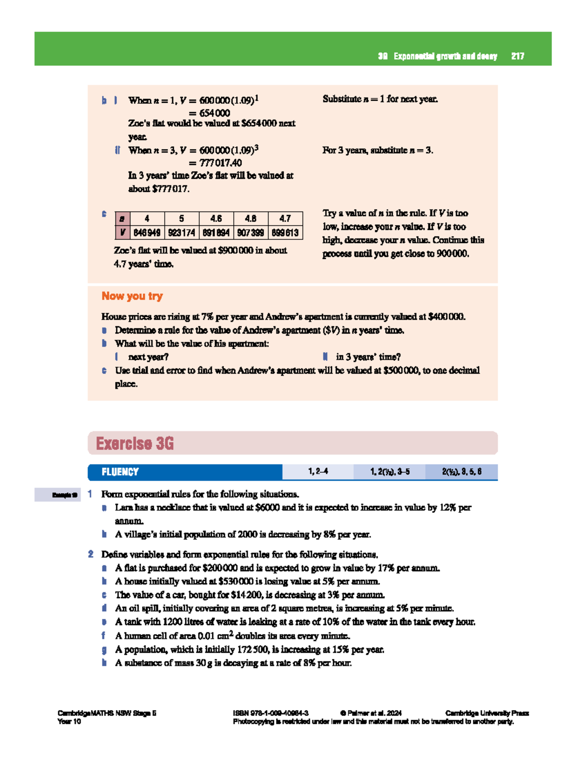 Cambridge MATHS NSW Stage 5: Exponential Growth & Decay Exercises - Studocu