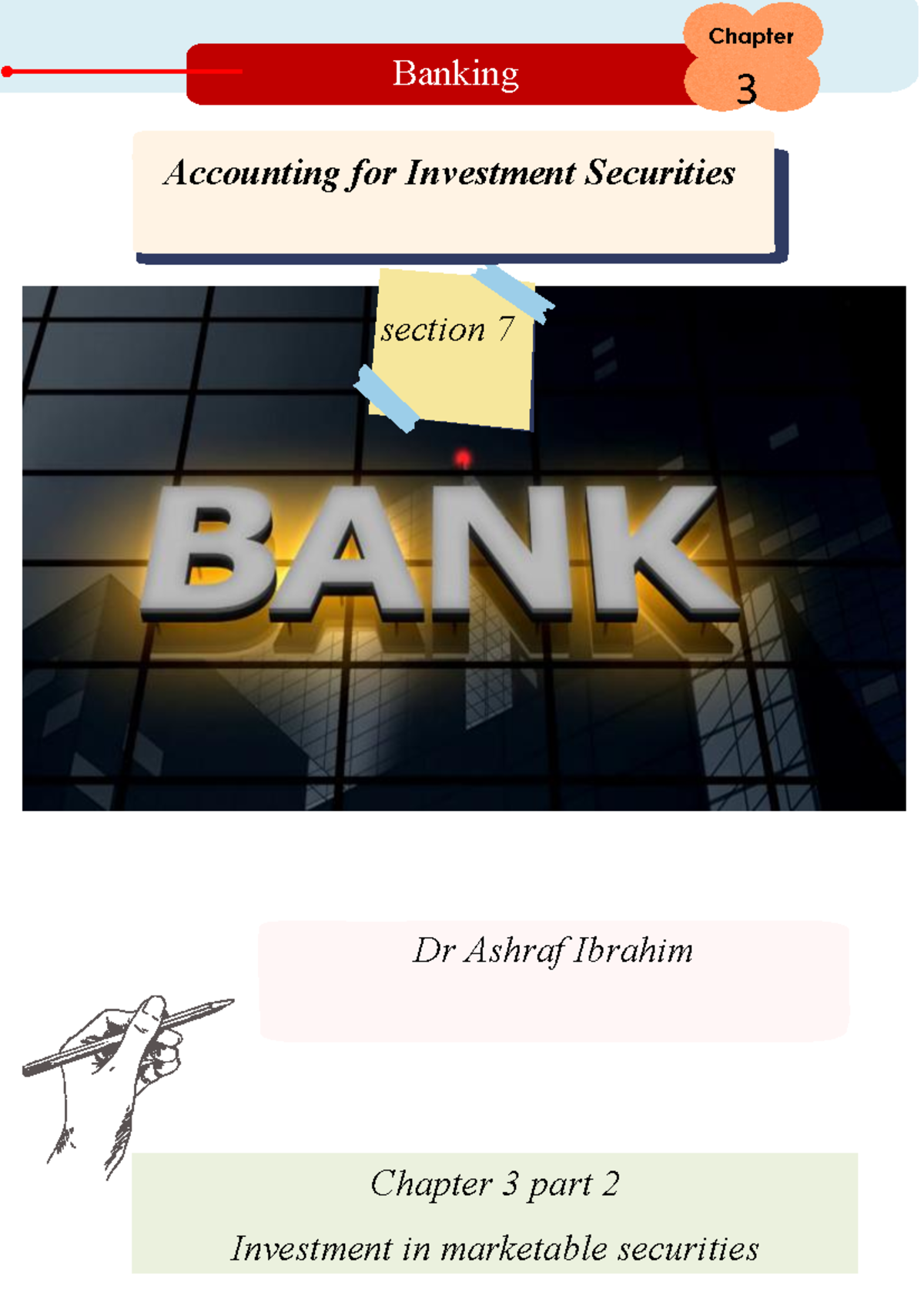 Banking 3: Accounting for Investment Securities - Chapter 3, Sec 7 ...