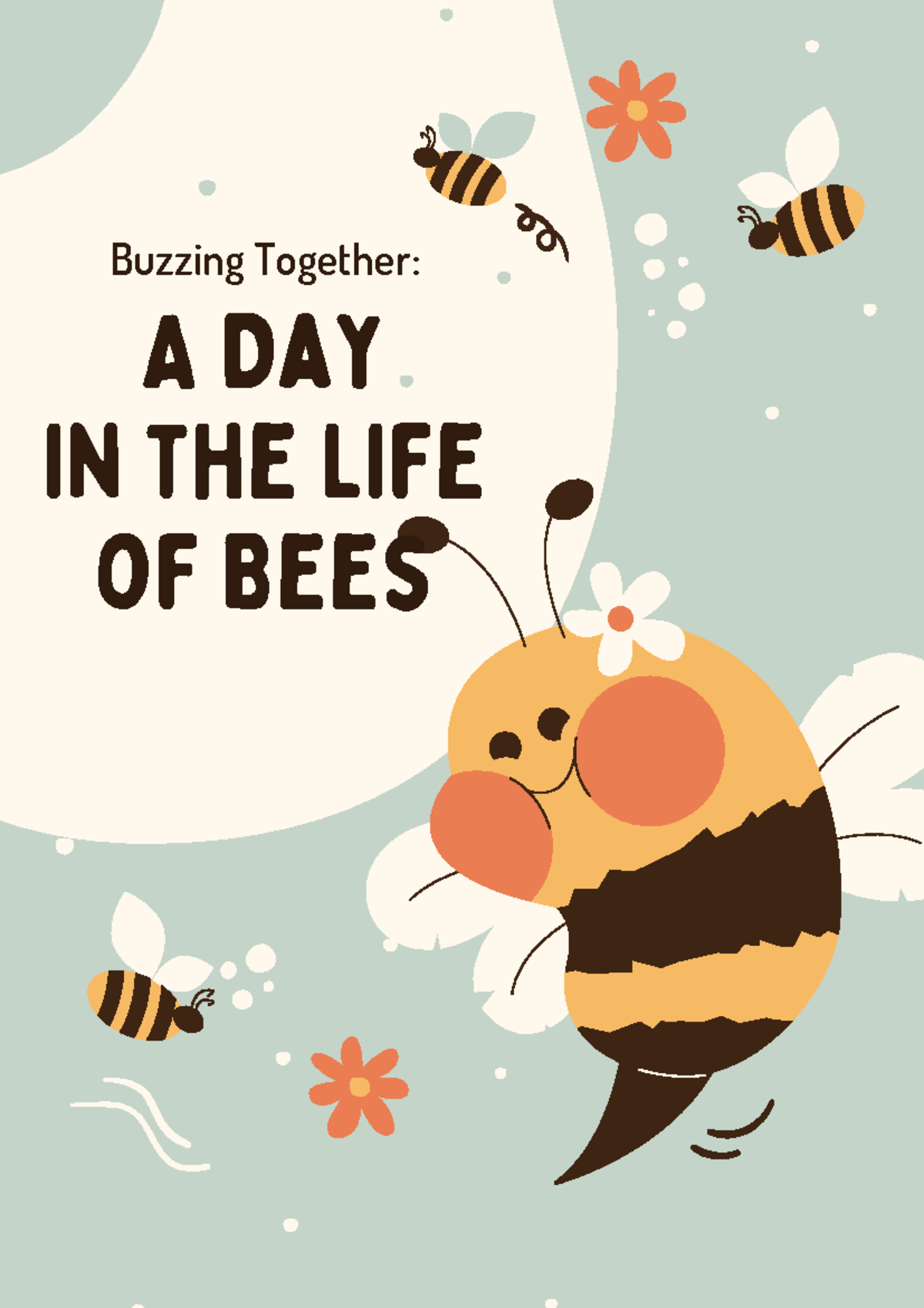 A Day in the Life of Bees Story Book in Yellow Blue Hand Drawn Style ...