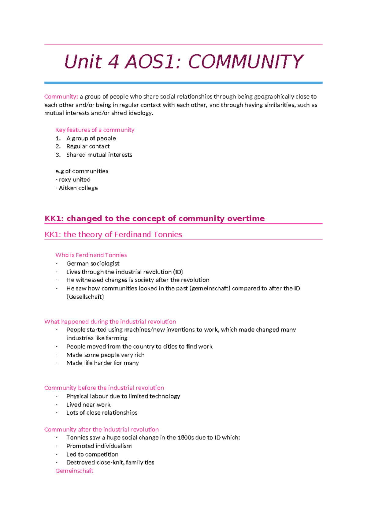 Unit 4 AOS1: Understanding Community Dynamics and Social Relationships ...