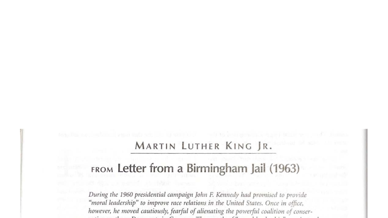 MARTIN LUTHER KING JR.: Insights from "Letter from a Birmingham Jail ...