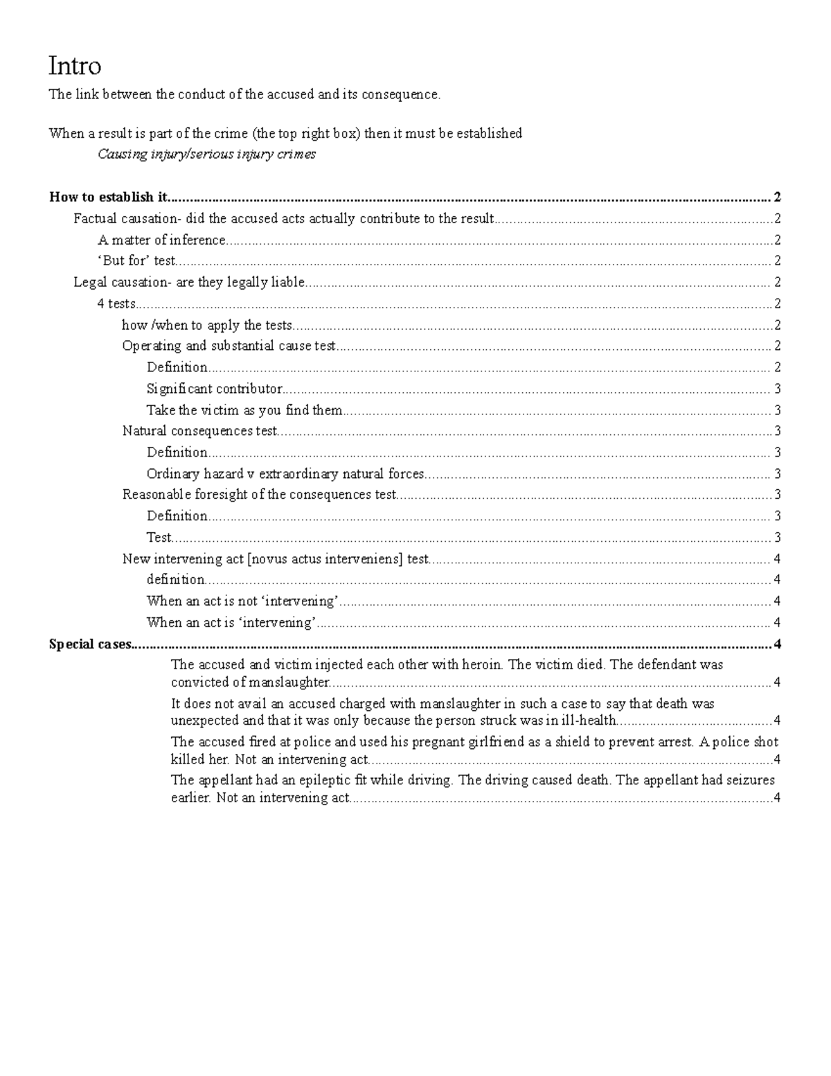 Causation in Criminal Law - Exam Cheat Sheet (Course Code: CL101) - Studocu