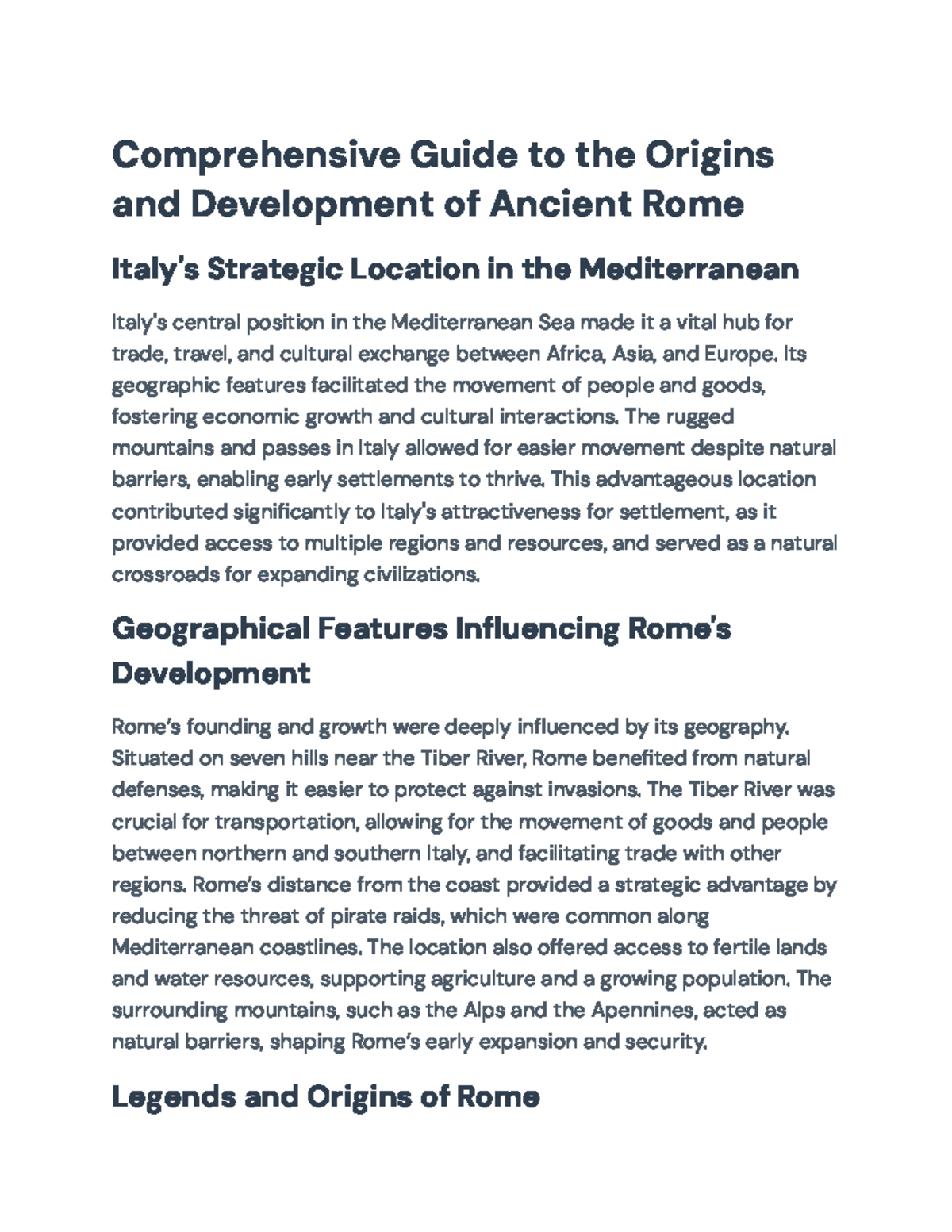 Comprehensive Guide to the Origins & Development of Ancient Rome - Studocu