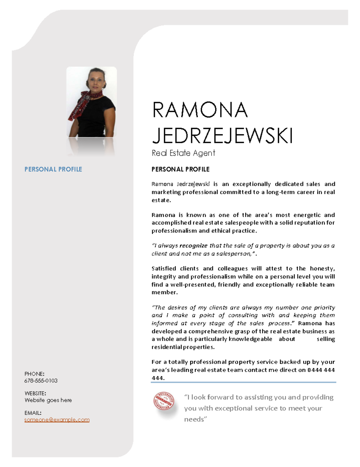 REAA - Cpprep 4004 - Personal Profile Example: Ramona Jedrzejewski ...