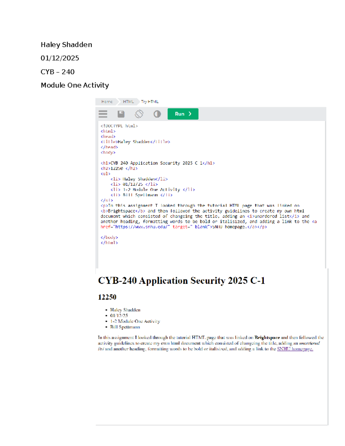 CYB240 Module One Activity: HTML Document Creation Guide - Studocu