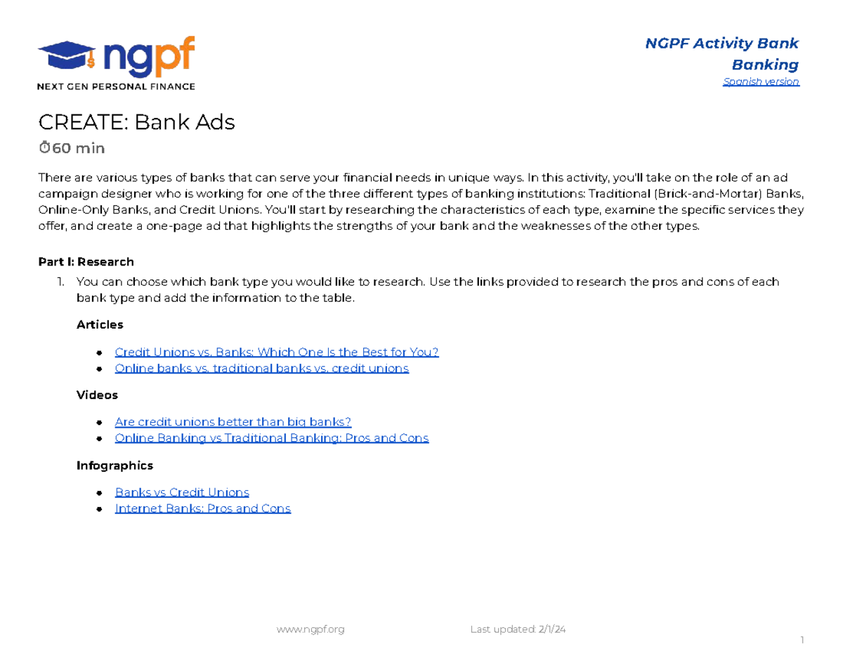 Copy of Create Bank Ads - ngpf assignment - NGPF Activity Bank Banking ...