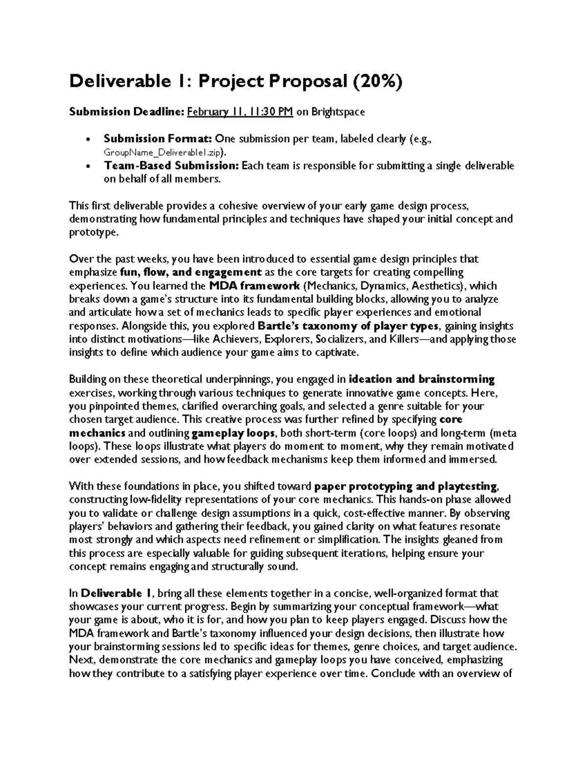 CS4483 Deliverable 1: Game Design Project Proposal Overview - Studocu