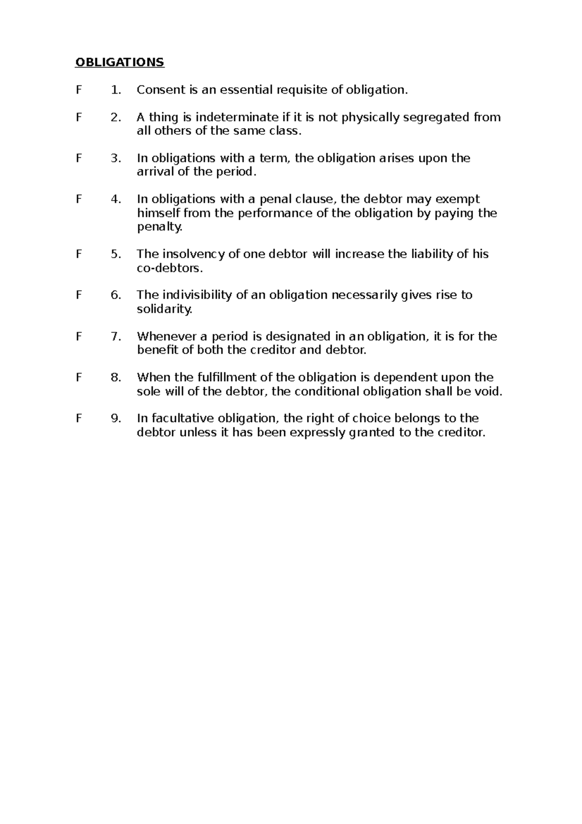 Civ 2 Quiz Sample: Key Concepts in Obligations and Contracts - Studocu
