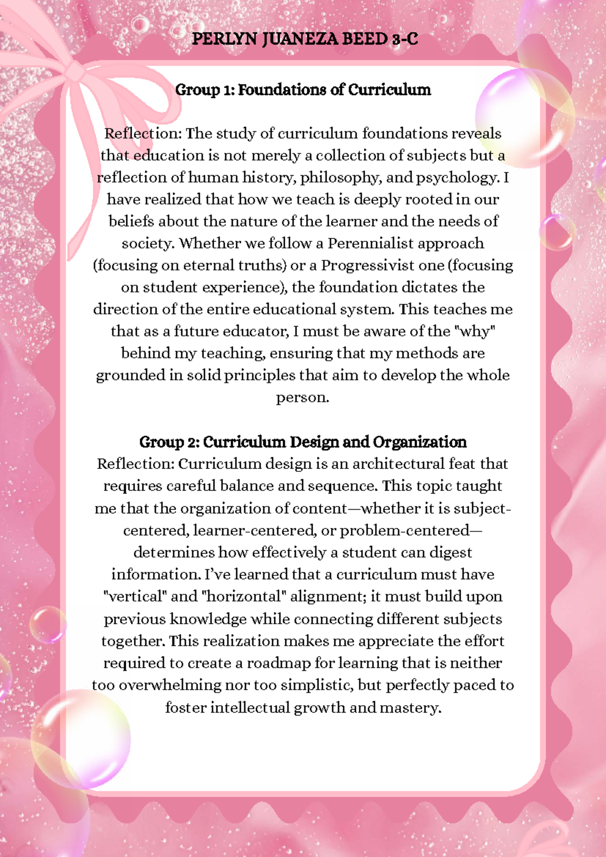 BEED Curriculum Reflections: Foundations, Design, and 21st Century ...