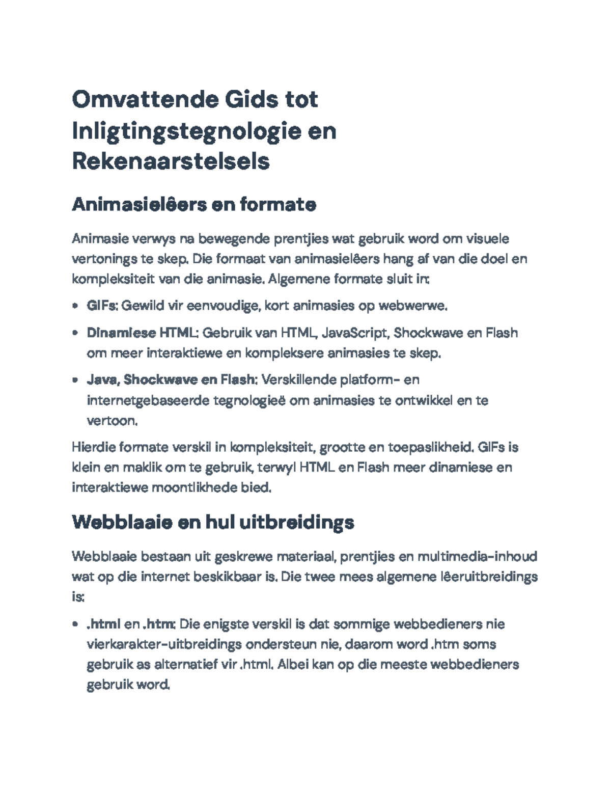 Omvattende Gids tot IKT en Rekenaarstelsels: Formate en Toepassings - Studocu