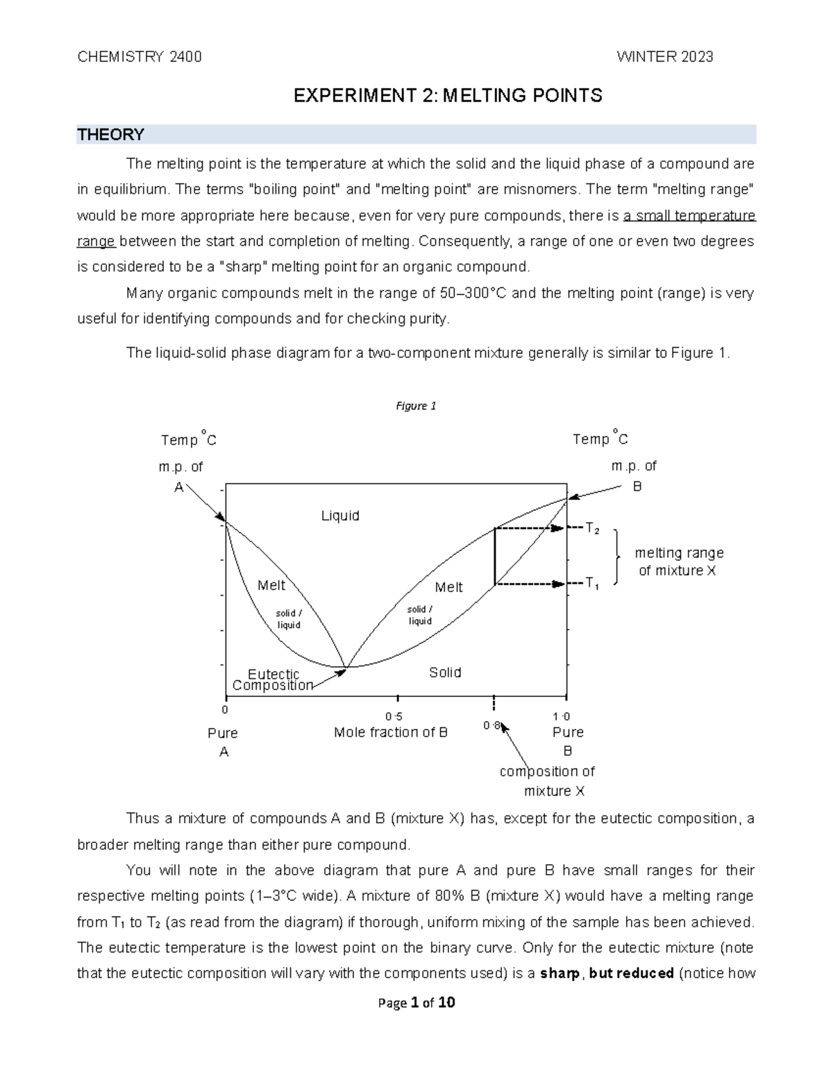Chemistry 2400 - Experiment 2: Analyzing Melting Points of Compounds ...