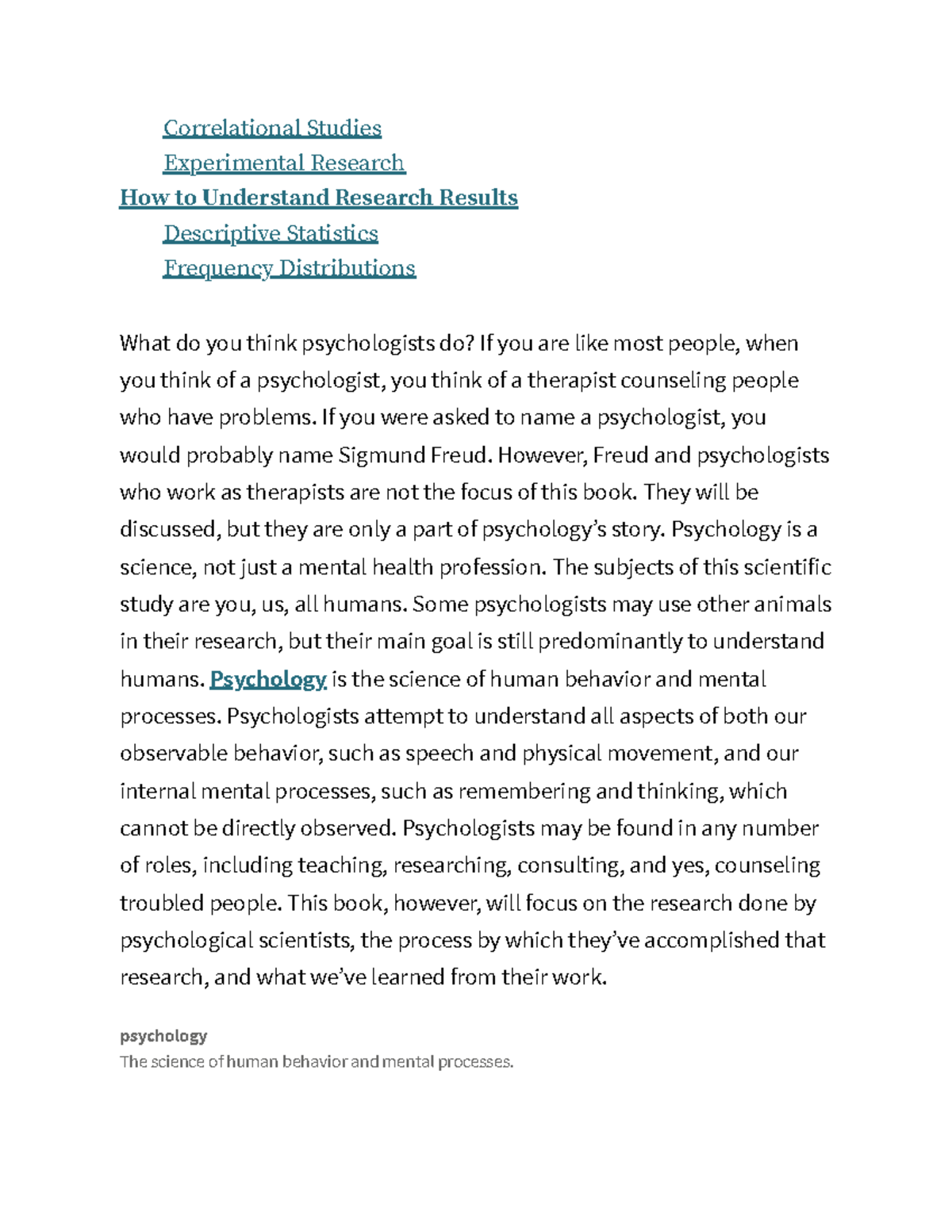 Understanding Major Research Perspectives in Psychology (PSY101 ...