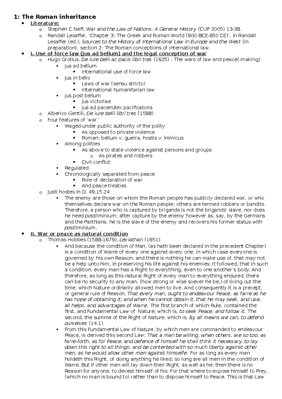 Roman Inheritance and Just War: A Study of Legal Concepts in HIL - Studocu
