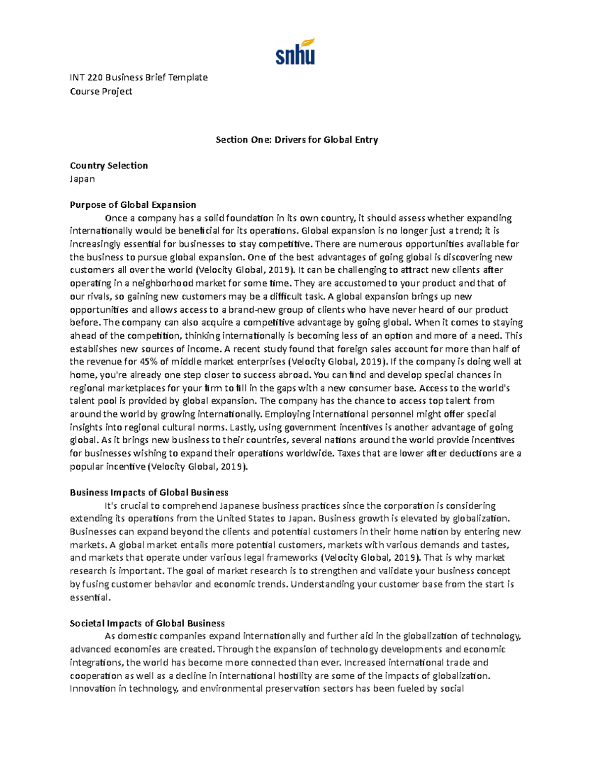 2-1 Milestone One INT-220 - INT 220 Business Brief Template Course ...