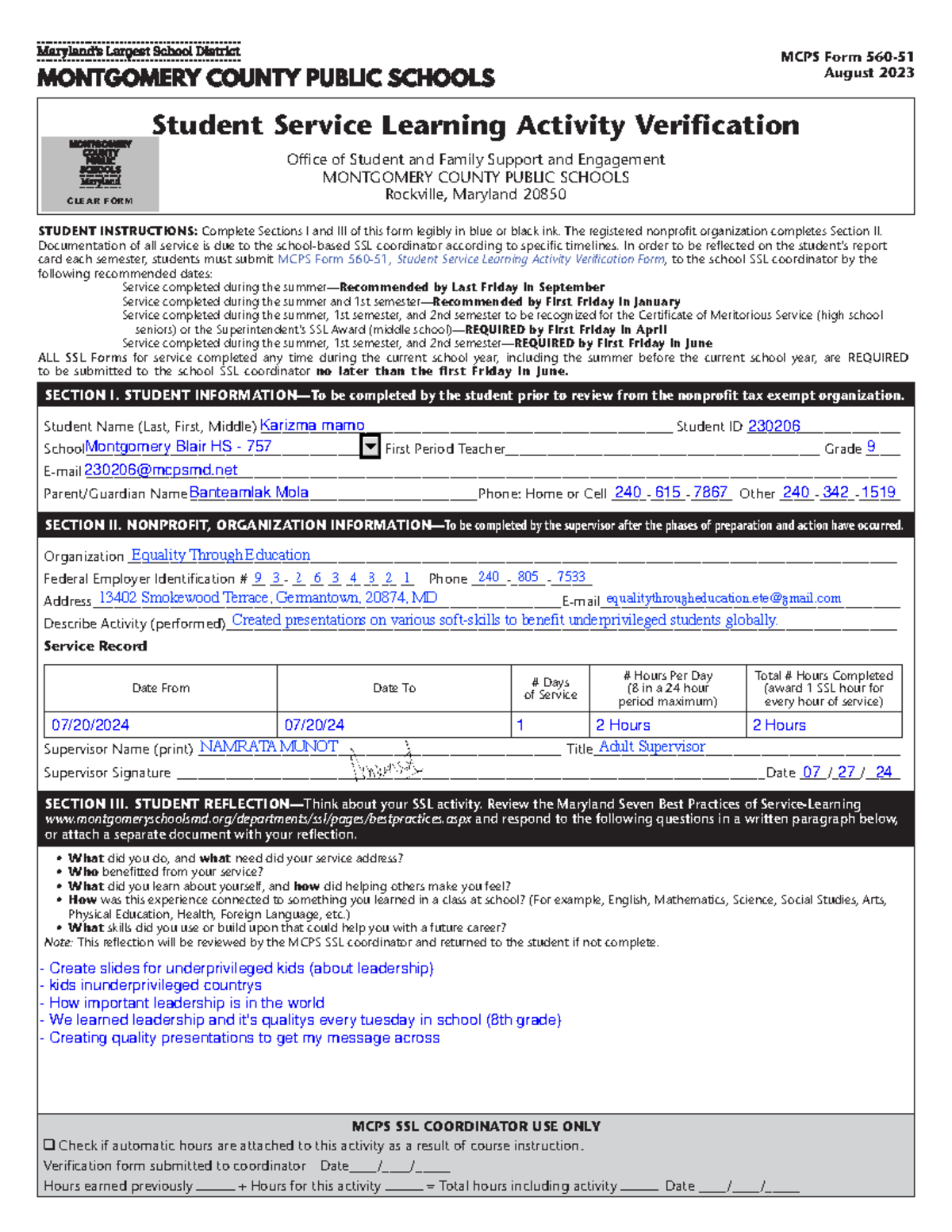 2 SSL hours 27 July - This is u - STUDENT INSTRUCTIONS: Complete ...