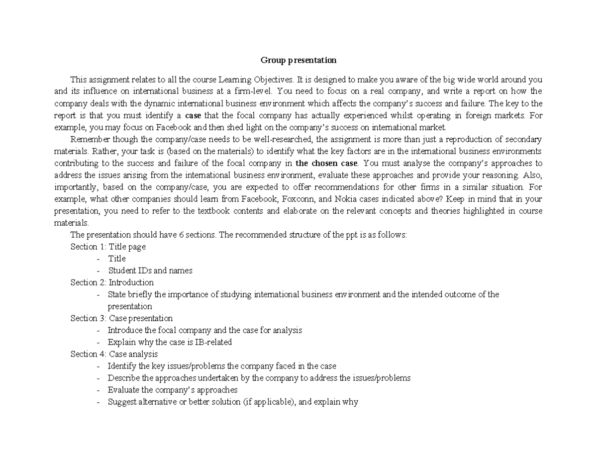 IB 101 Group Presentation: Analyzing a Real Company's IB Case Study ...
