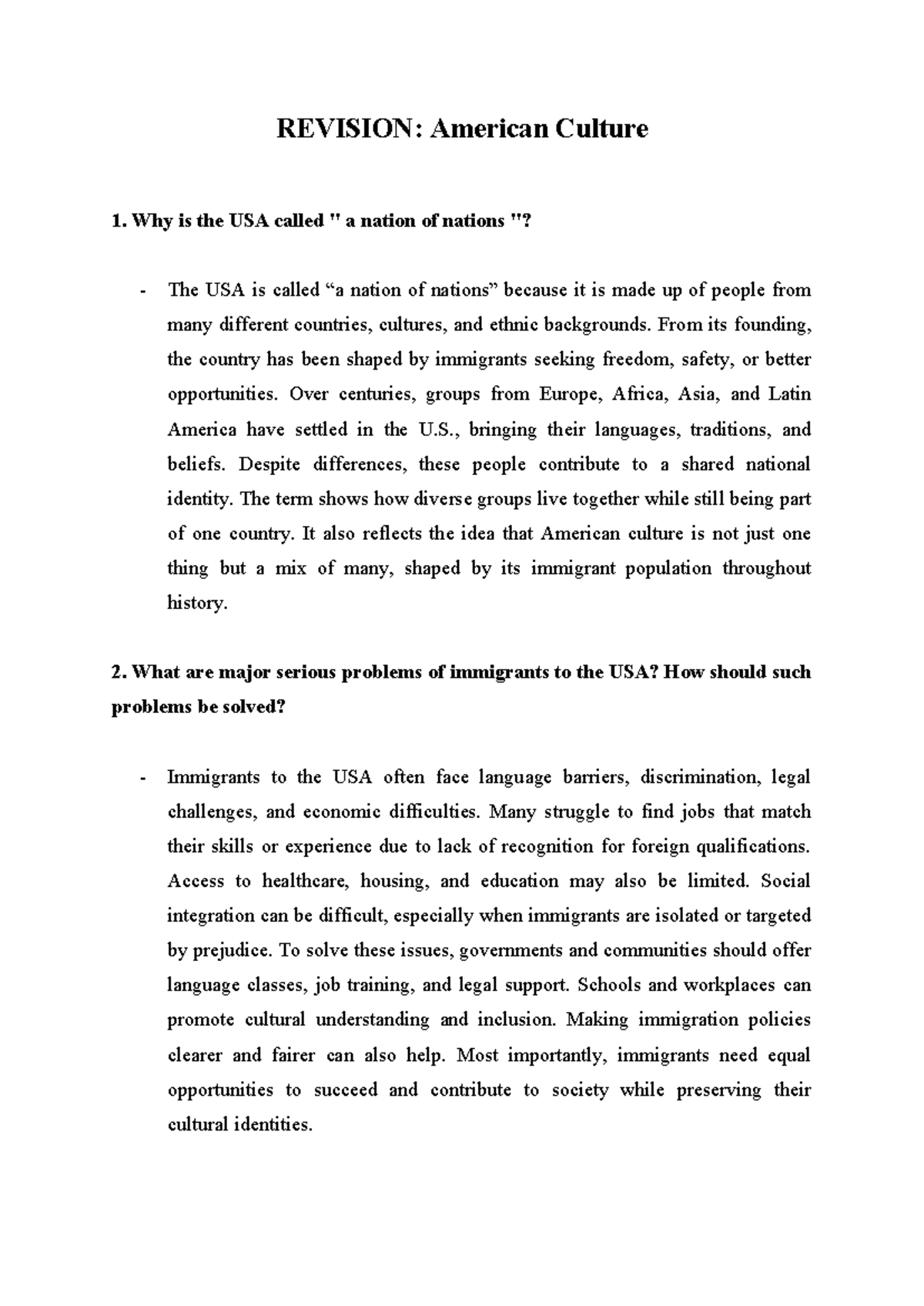 Revision Notes: American Culture (Course Code: AC101) - Studocu