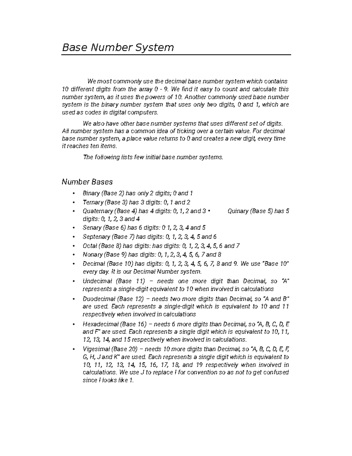 Base Number Systems: Understanding Decimal, Binary, and More - Studocu