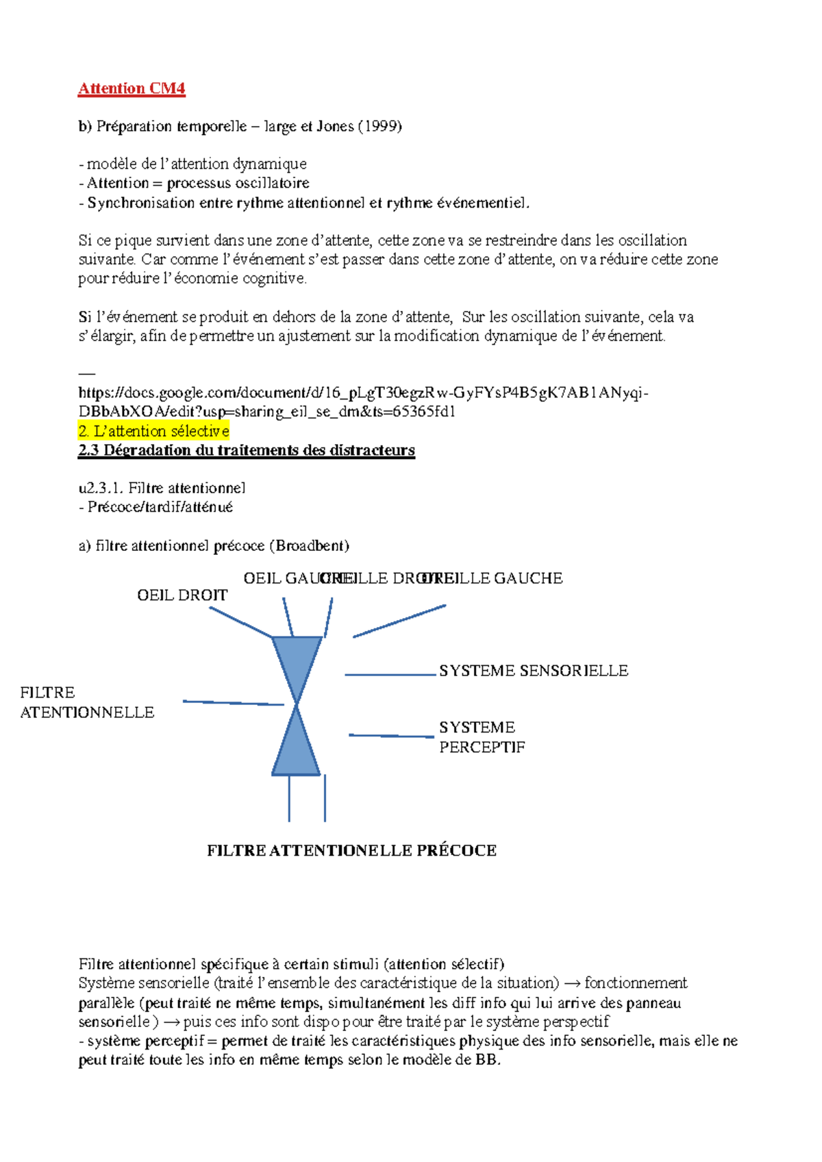 NOTE CM Attention L2: Modèles et Processus de Filtrage Attentionnel ...
