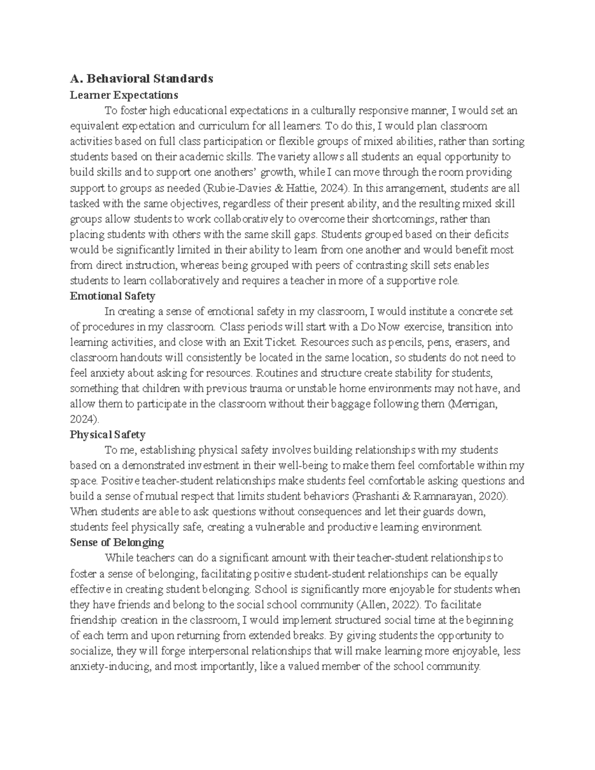 D186 Task 1: Fostering High Educational Expectations and Safety in the ...