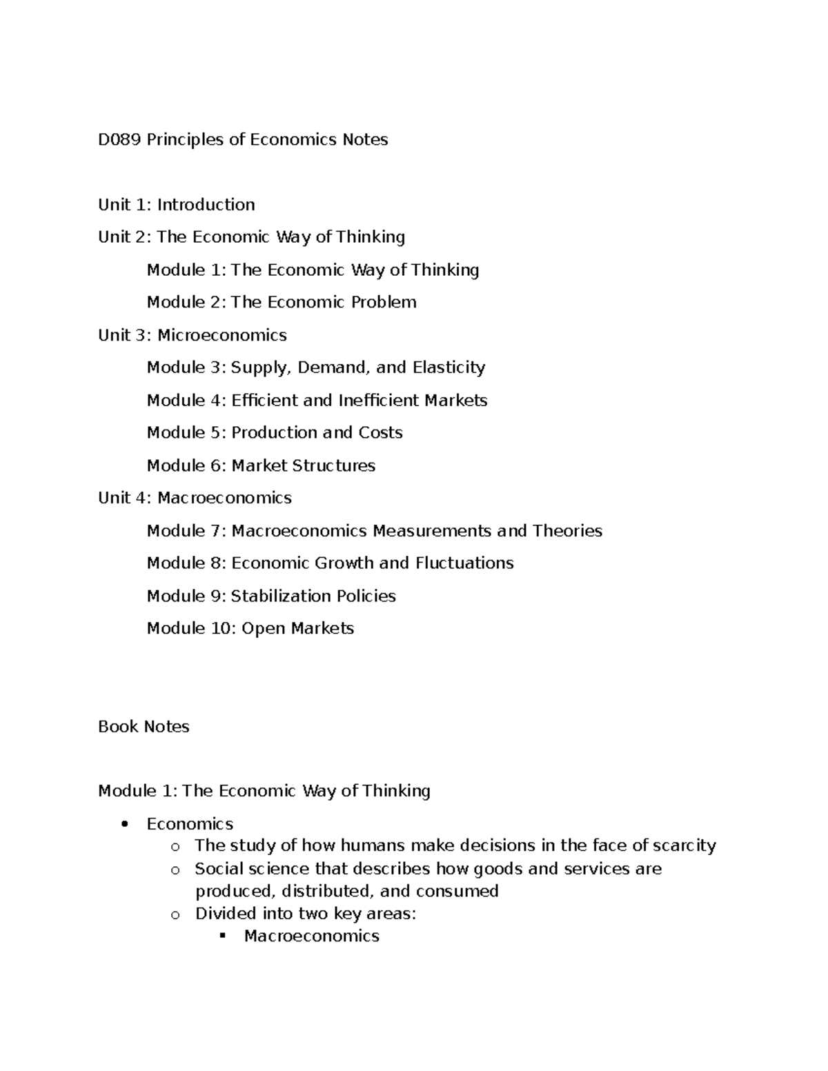 D089 Principles of Economics Notes - Producing better education may ...