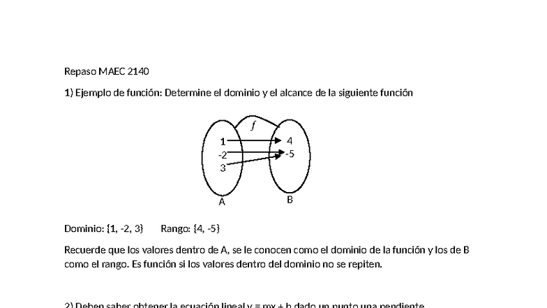 Repaso MAEC 2140: Funciones, Ecuaciones y Ejercicios Clave - Studocu