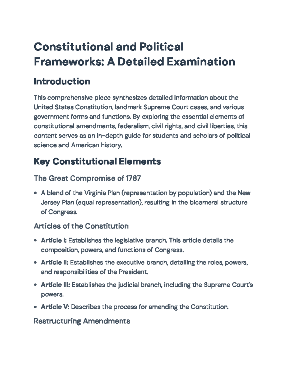Constitutional and Political Frameworks: A Comprehensive Guide (POL 101 ...