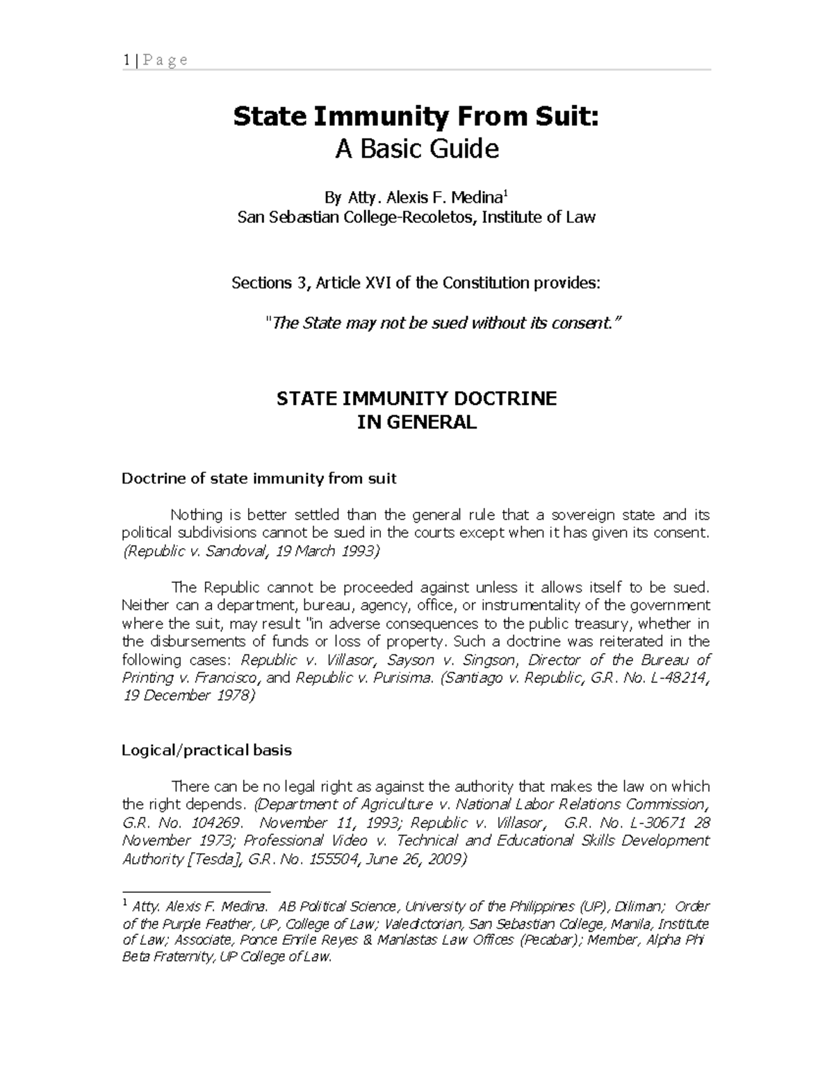 State Immunity from Suit: A Comprehensive Overview (Law 101) - Studocu