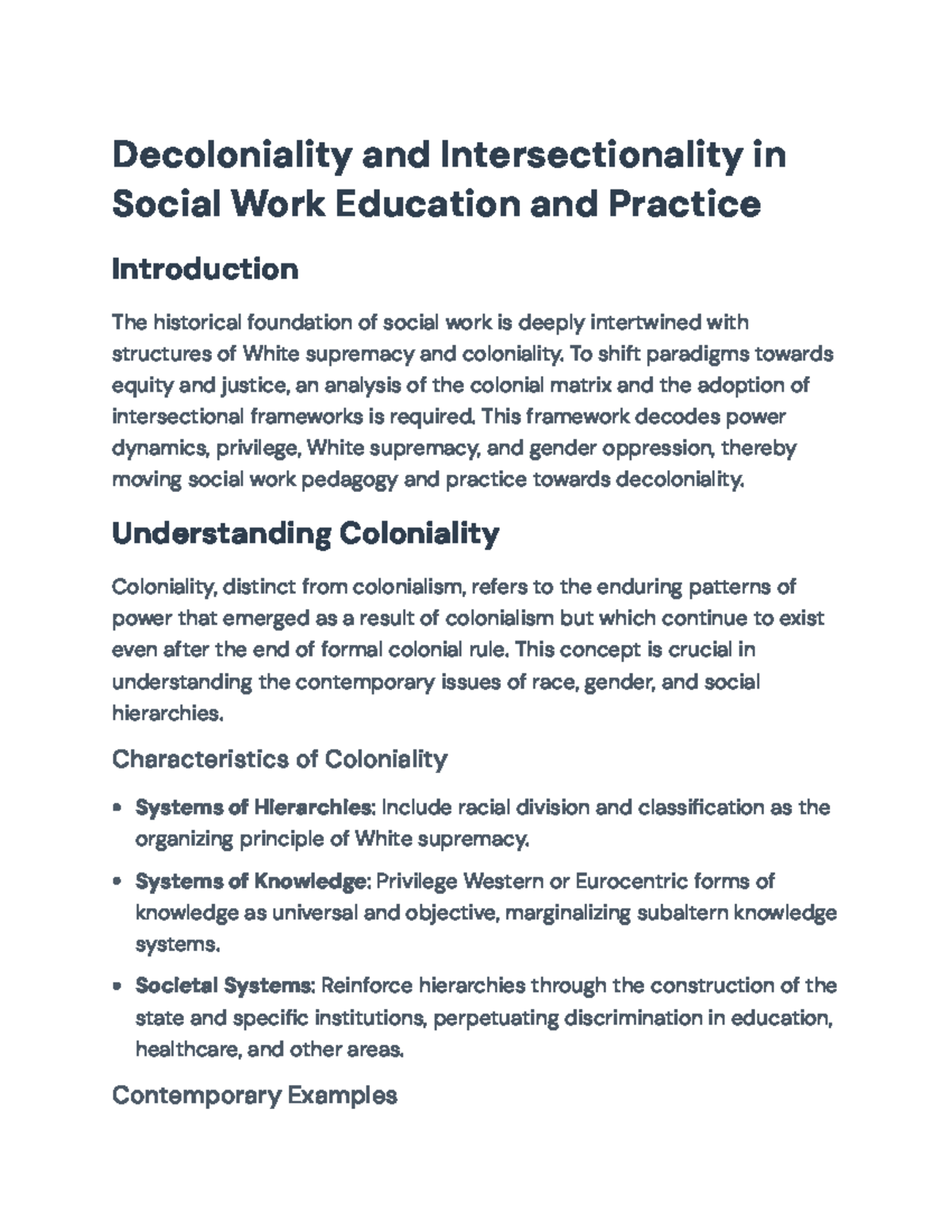 Decoloniality and Intersectionality in Social Work Education and ...