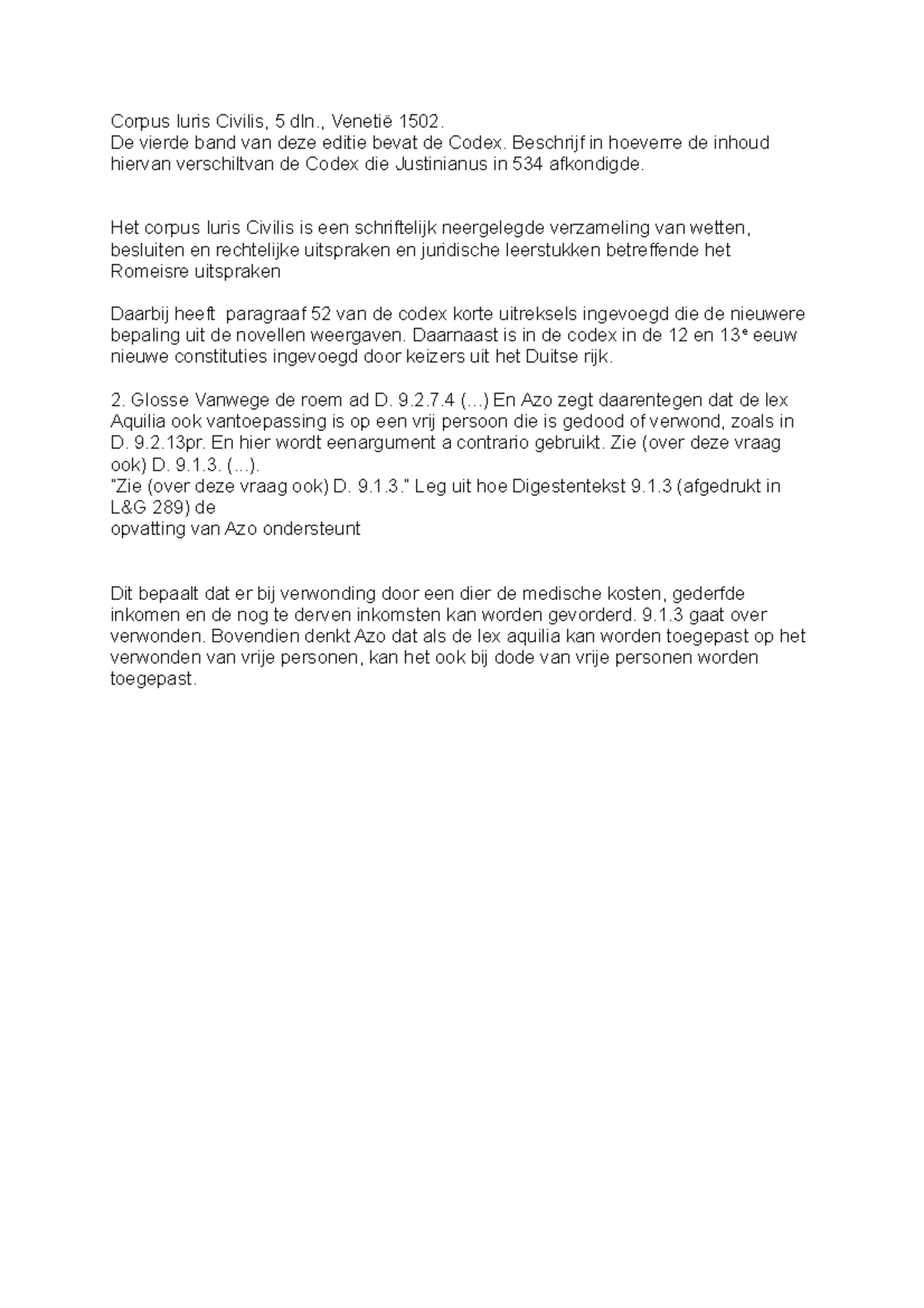 Inlevervragen Week 3 - Analyse Codex en Digesten Vergelijking - Studeersnel