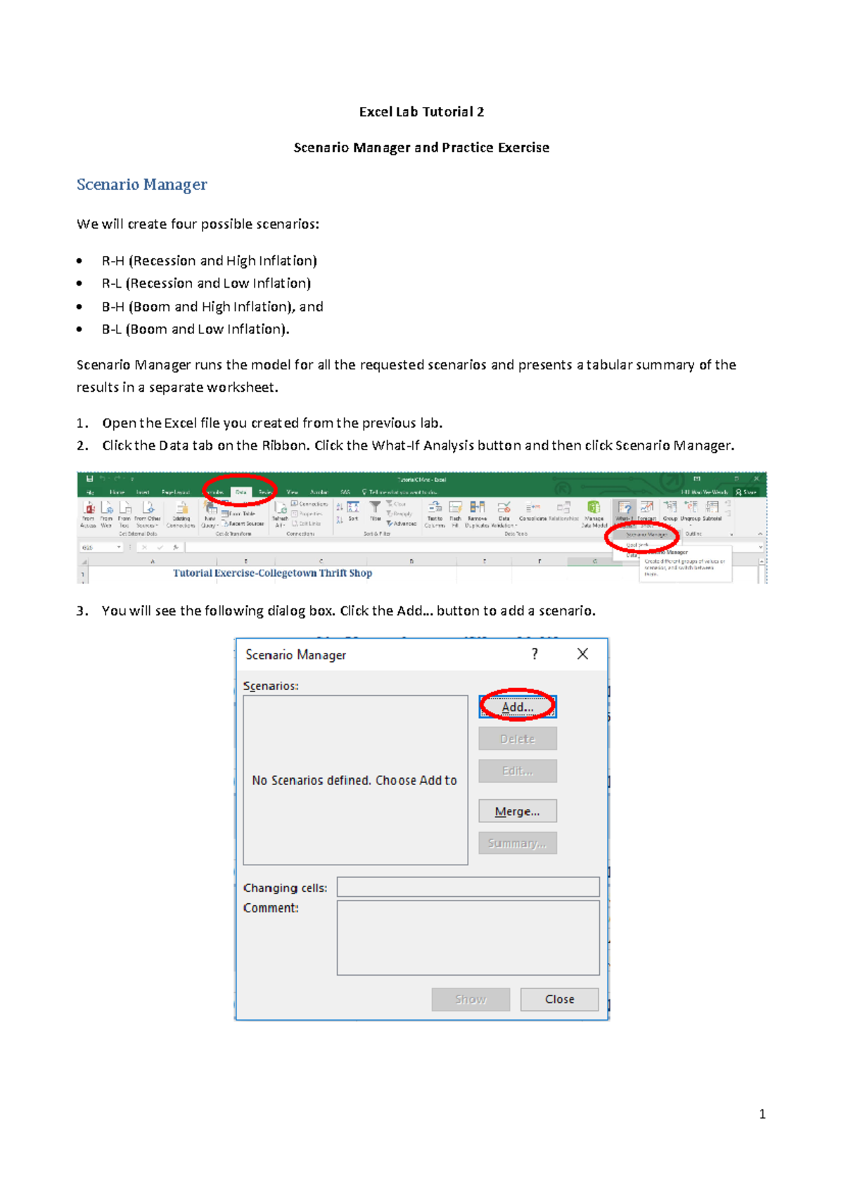 Excel Tutorial Lab2 - Excel Lab Tutorial 2 Scenario Manager and ...