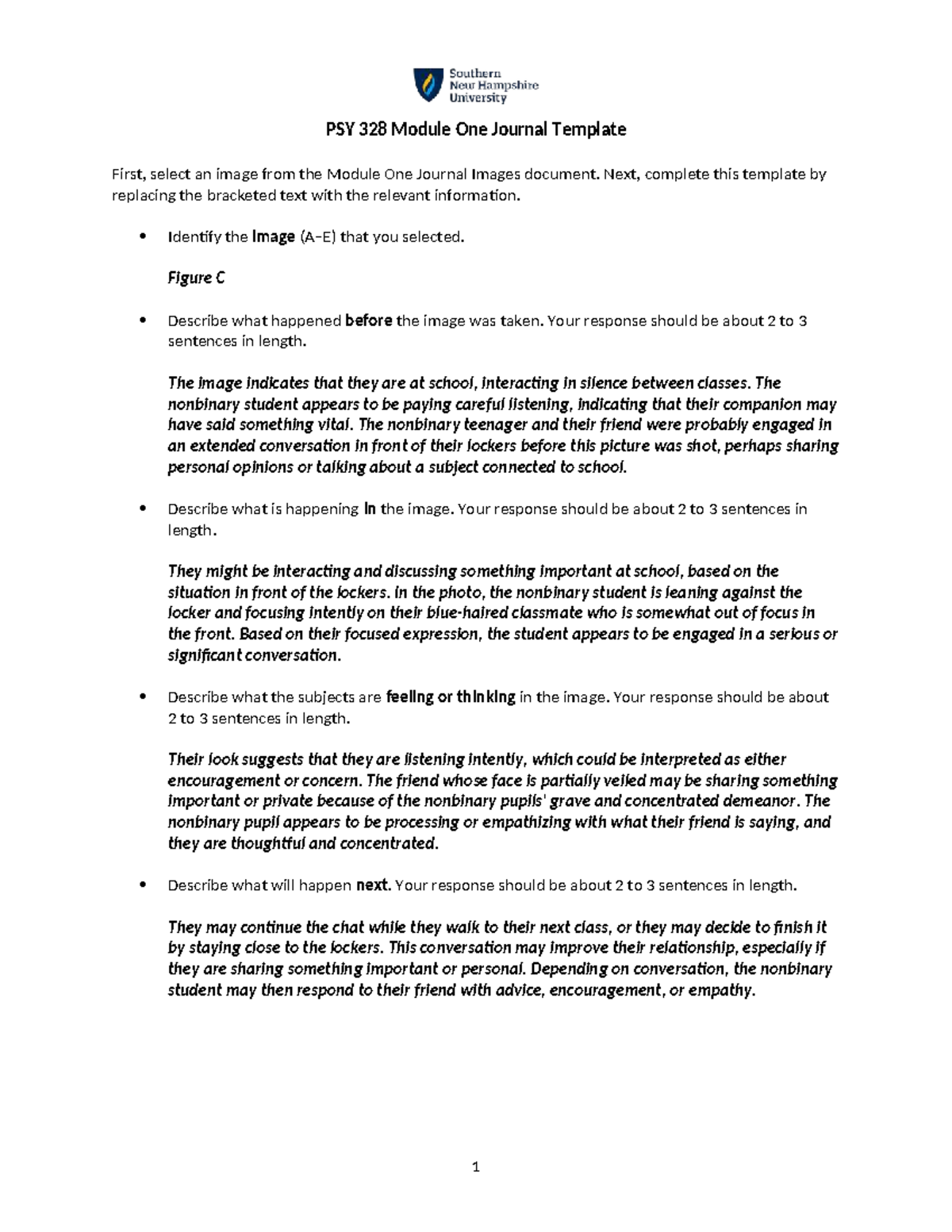 Module One Journal - Next, complete this template by replacing the ...