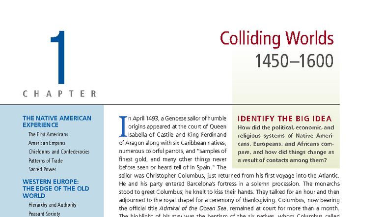 Colliding Worlds 1: The Native American Experience and European ...