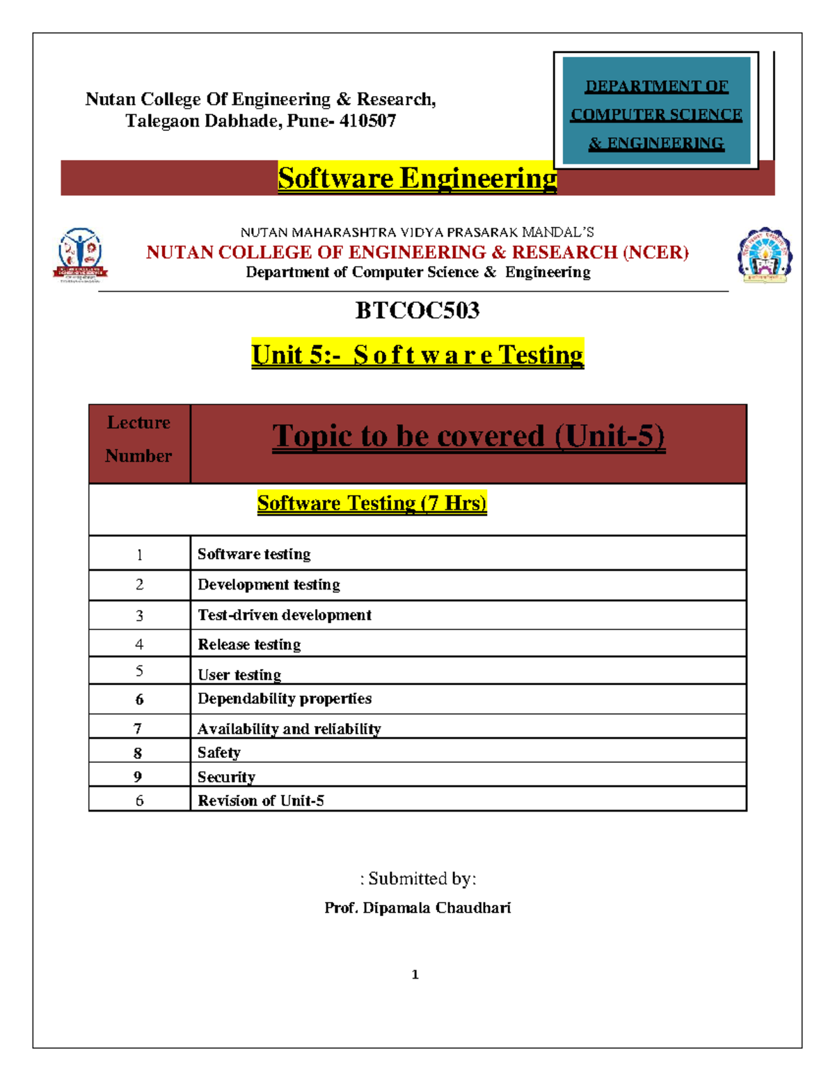 Unit 5 - Software Testing Notes (BTCOC503) - Studocu