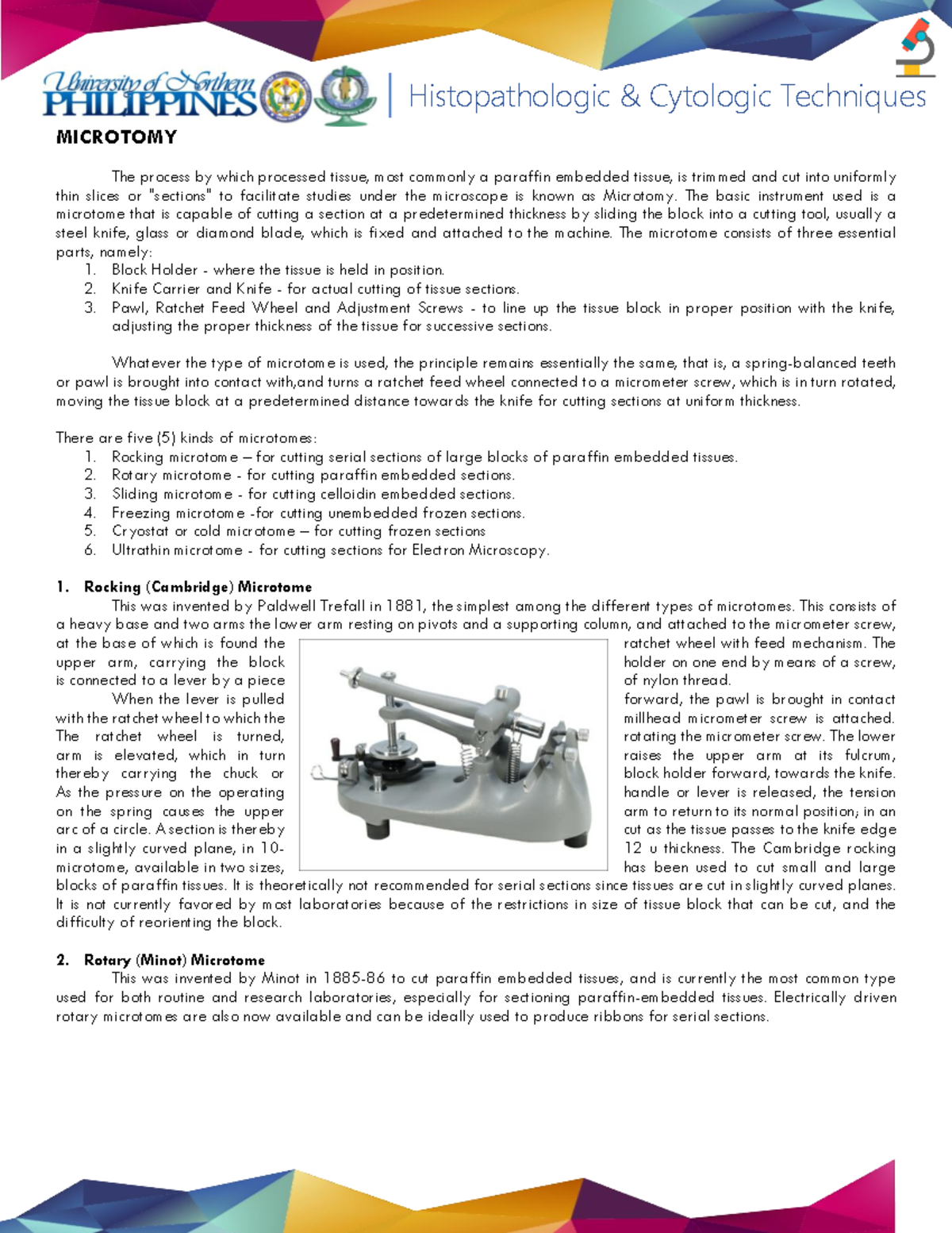 Microtomy Techniques and Equipment - HISTOPATH - Studocu