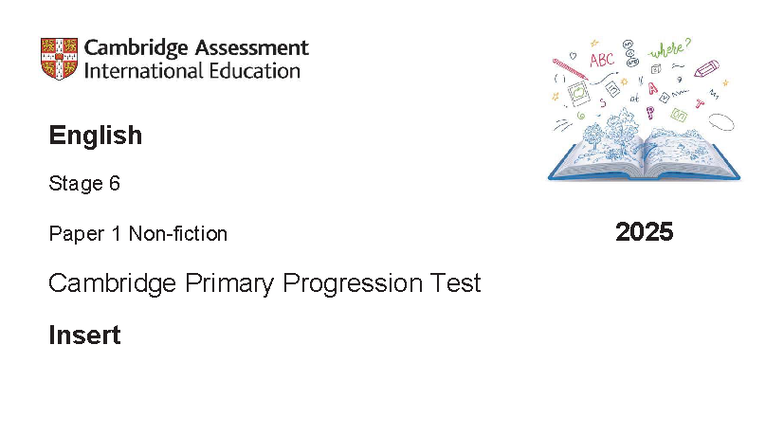 Progression Test Stage 6 2025 English P1 Insert: Snowflake Bentley ...