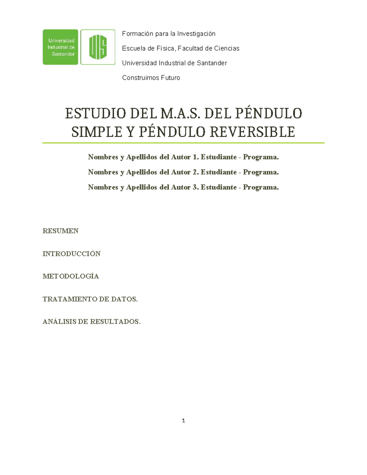 Estudio del M.A.S. del Péndulo Simple y Reversible - Física 101 - Studocu