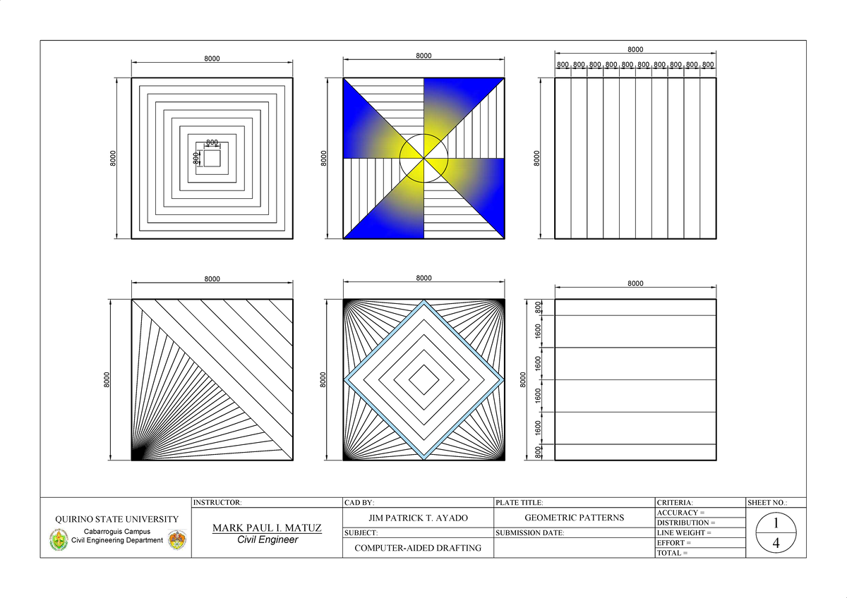 DRAFTING PLATE: GEOMETRIC PATTERNS - CIVIL ENG 800 - Studocu