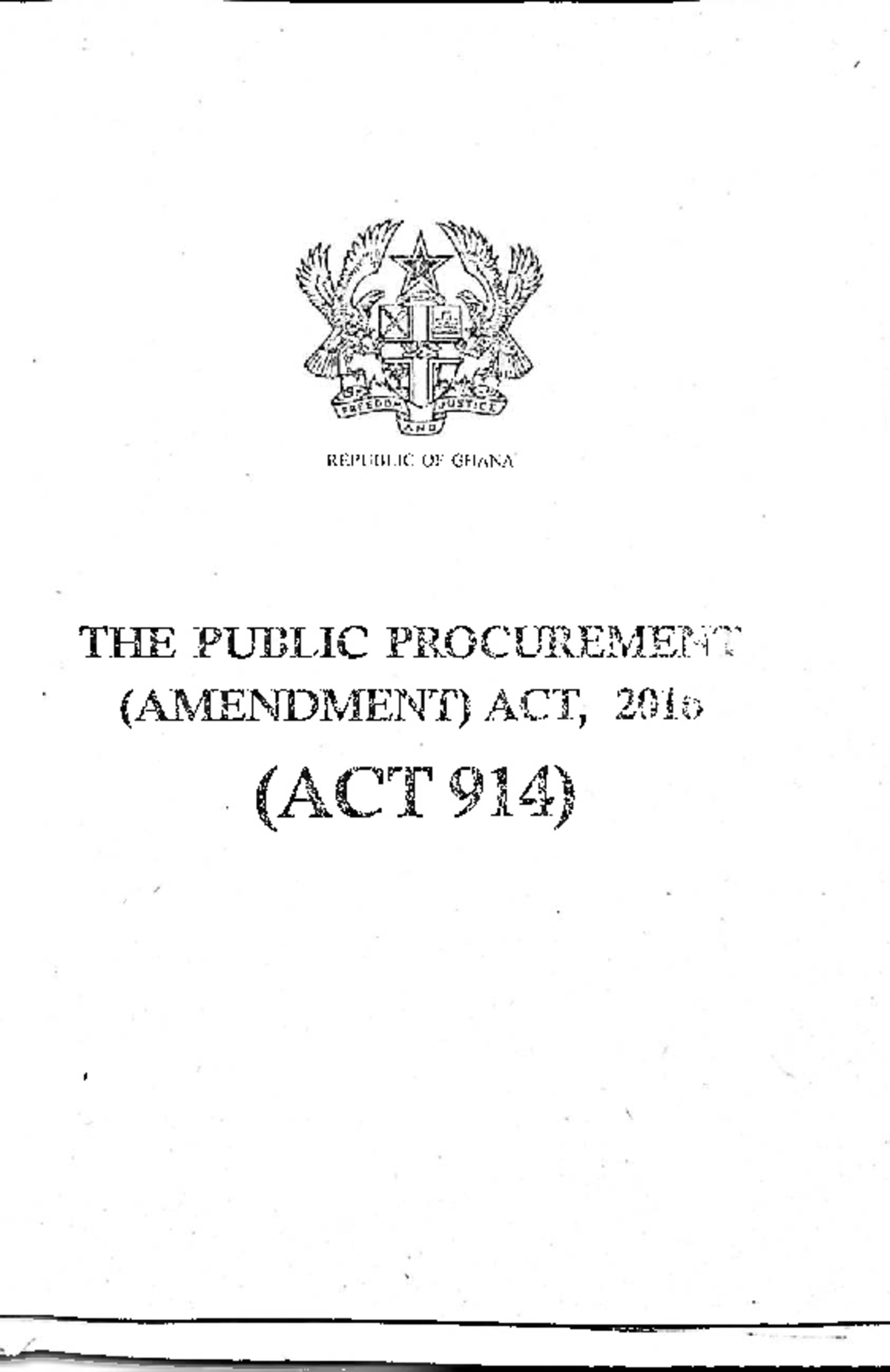Public Procurement (Amendment) Act, 2016 (Act 914) - Detailed Overview ...