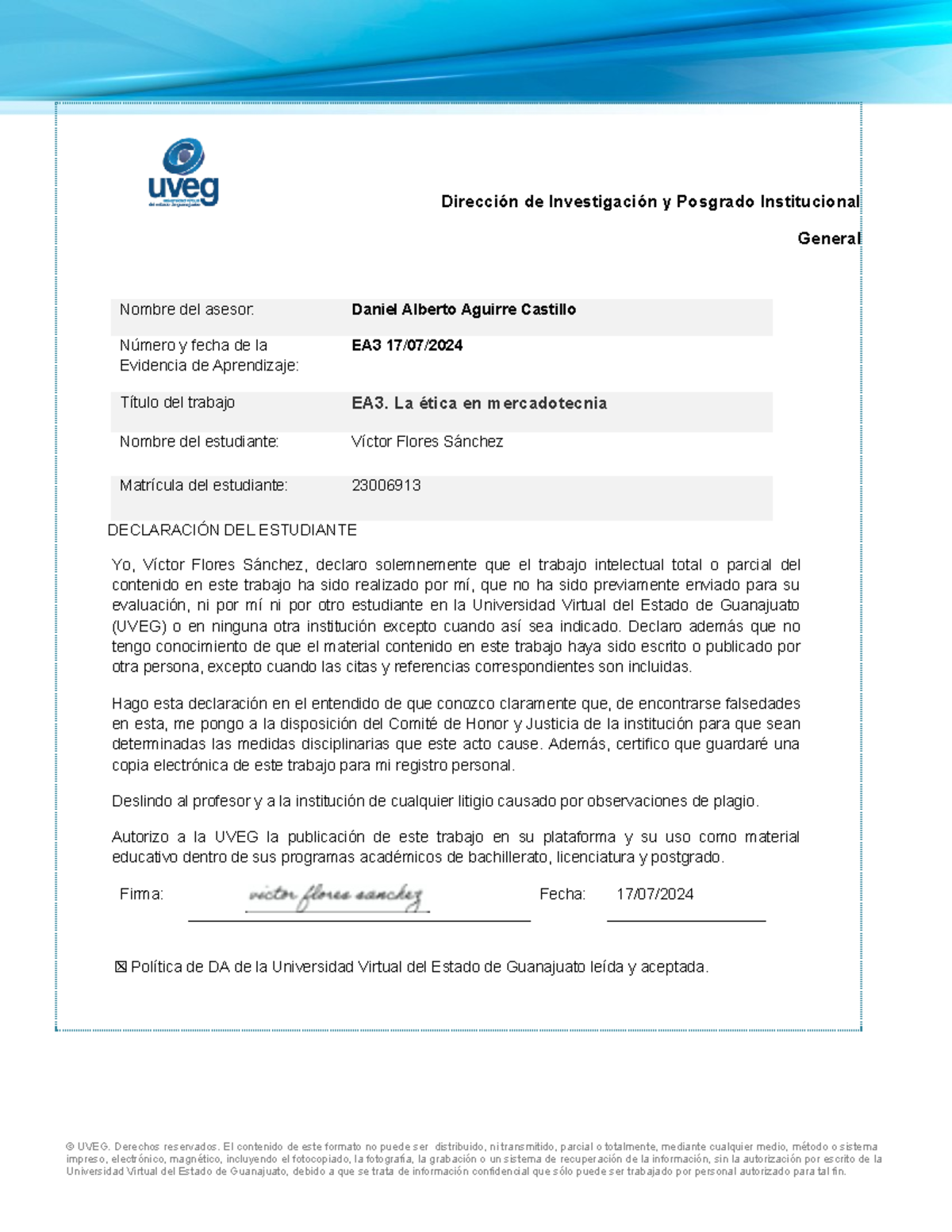 EA3 M EA3 Ética en Mercadotecnia - Apuntes de Víctor Flores - Studocu