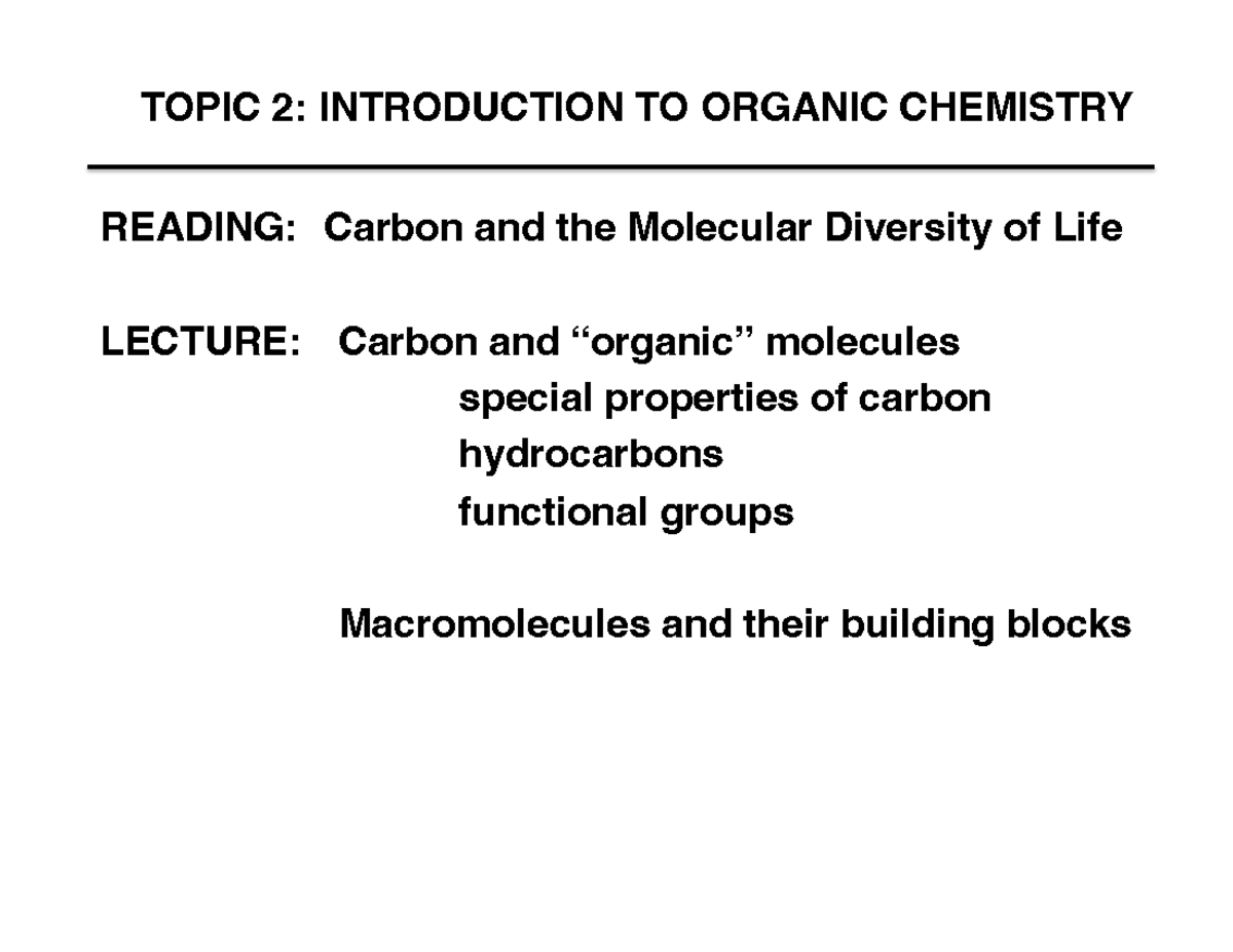 Lecture Notes: Carbon and Macromolecules in Organic Chemistry (OC101 ...