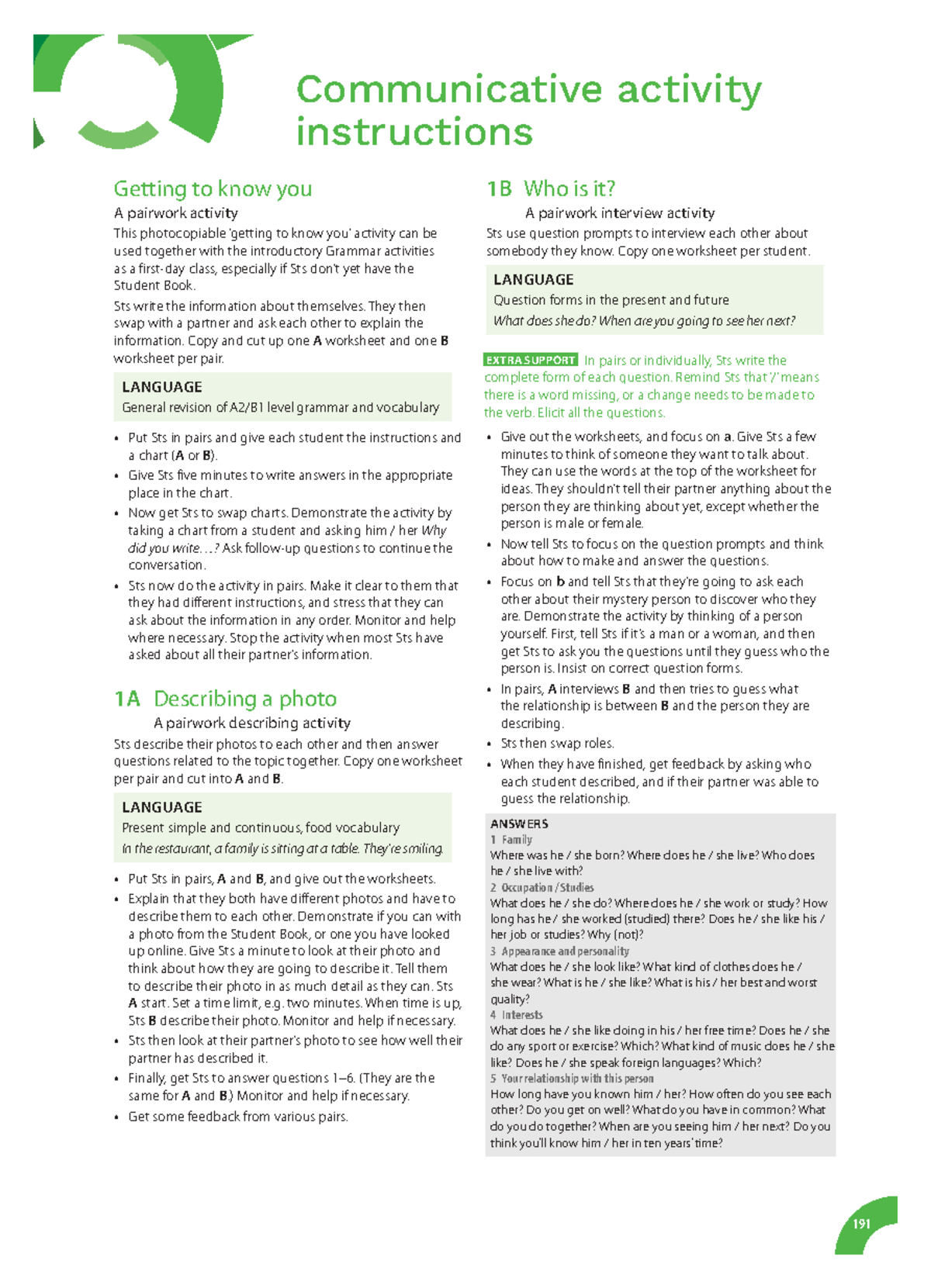 Ef5e B1 Communicative Activity Instructions and Answer Key - Studocu