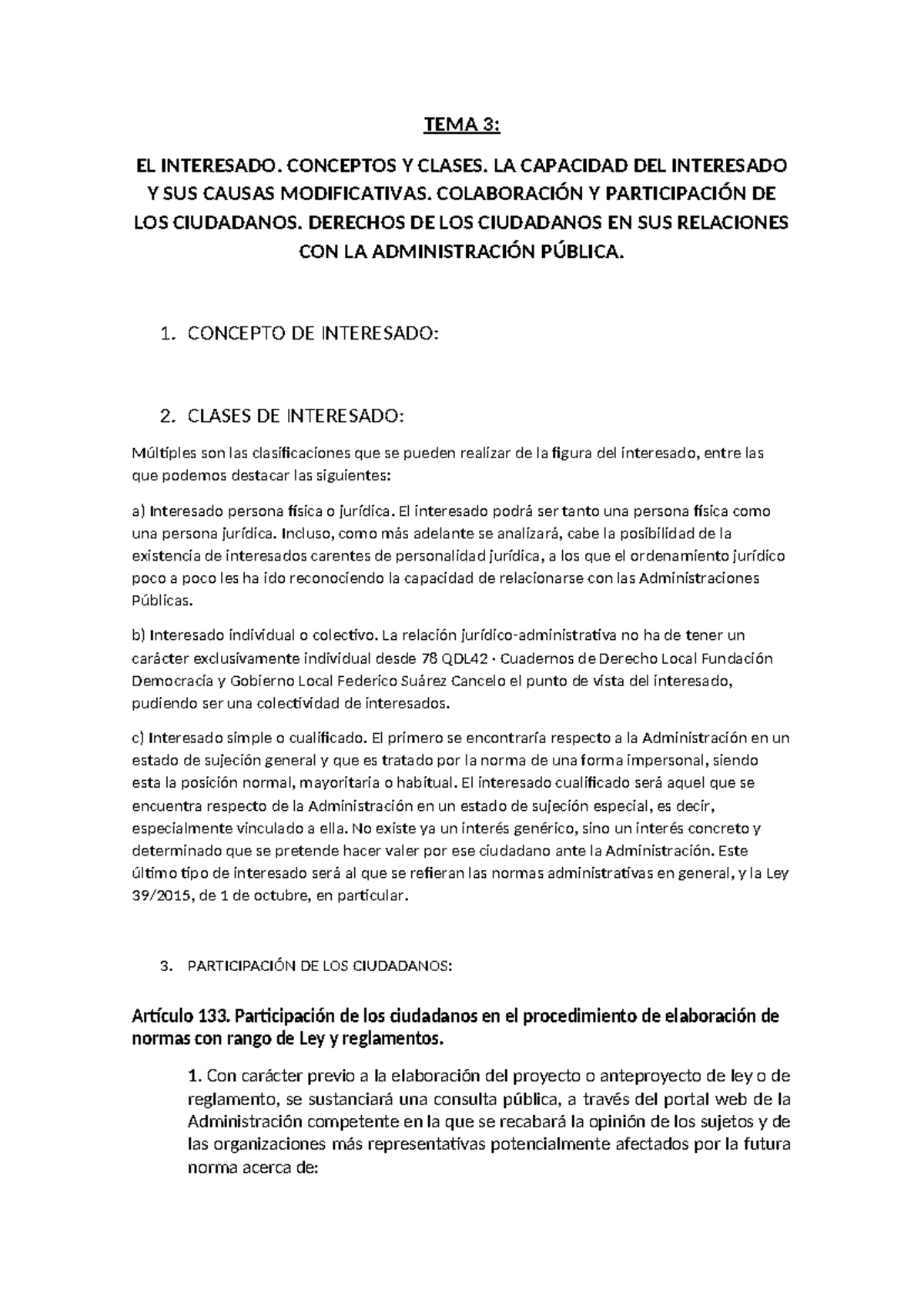 TEMA 3 - EL INTERESADO: CONCEPTOS, CLASES Y DERECHOS CIUDADANOS - Studocu