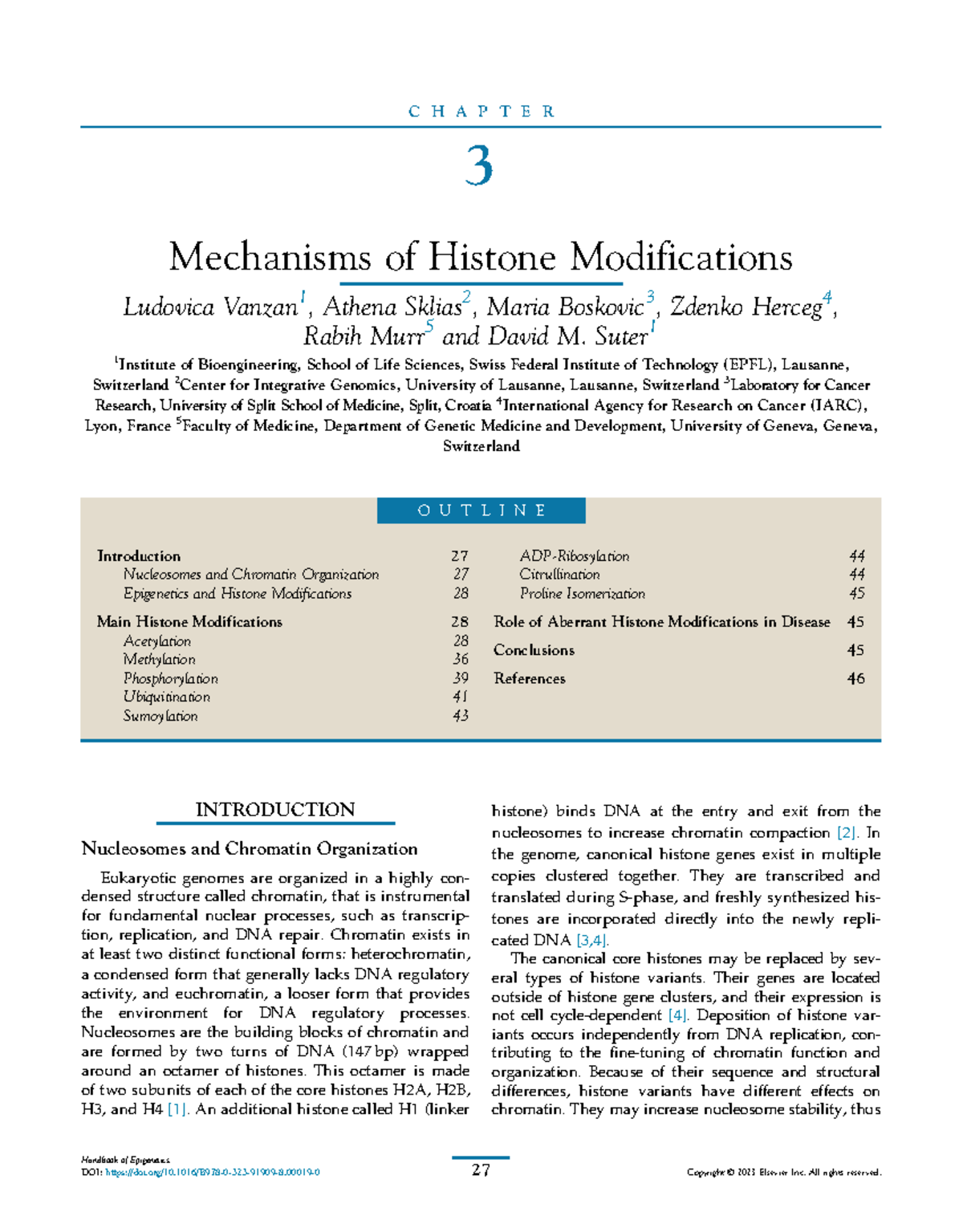 Chapter 3: Mechanisms of Histone Modifications (Handbook of Epigenetics ...