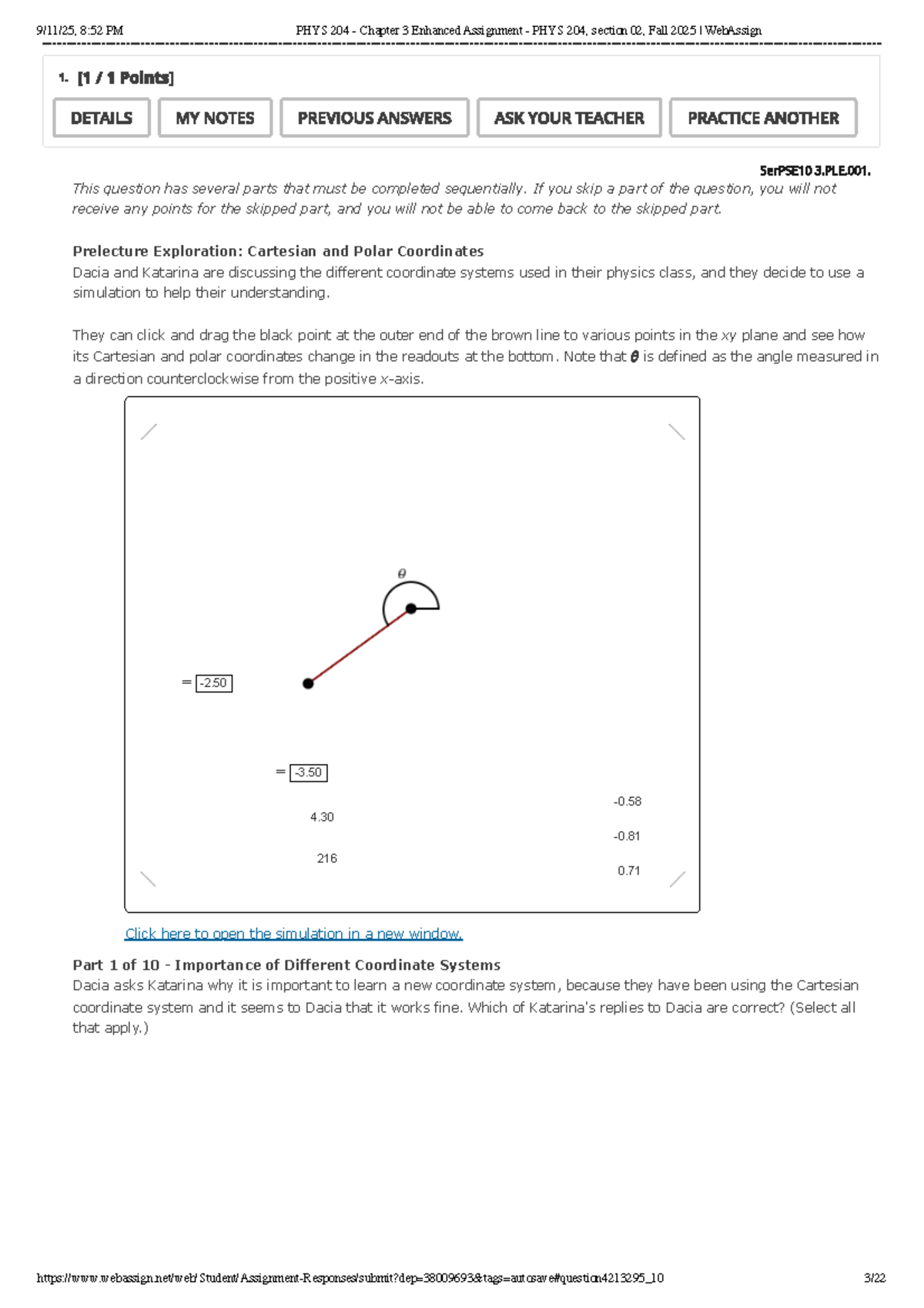PHYS 204 - Chapter 3 Enhanced Assignment Overview - Fall 2025 - Studocu